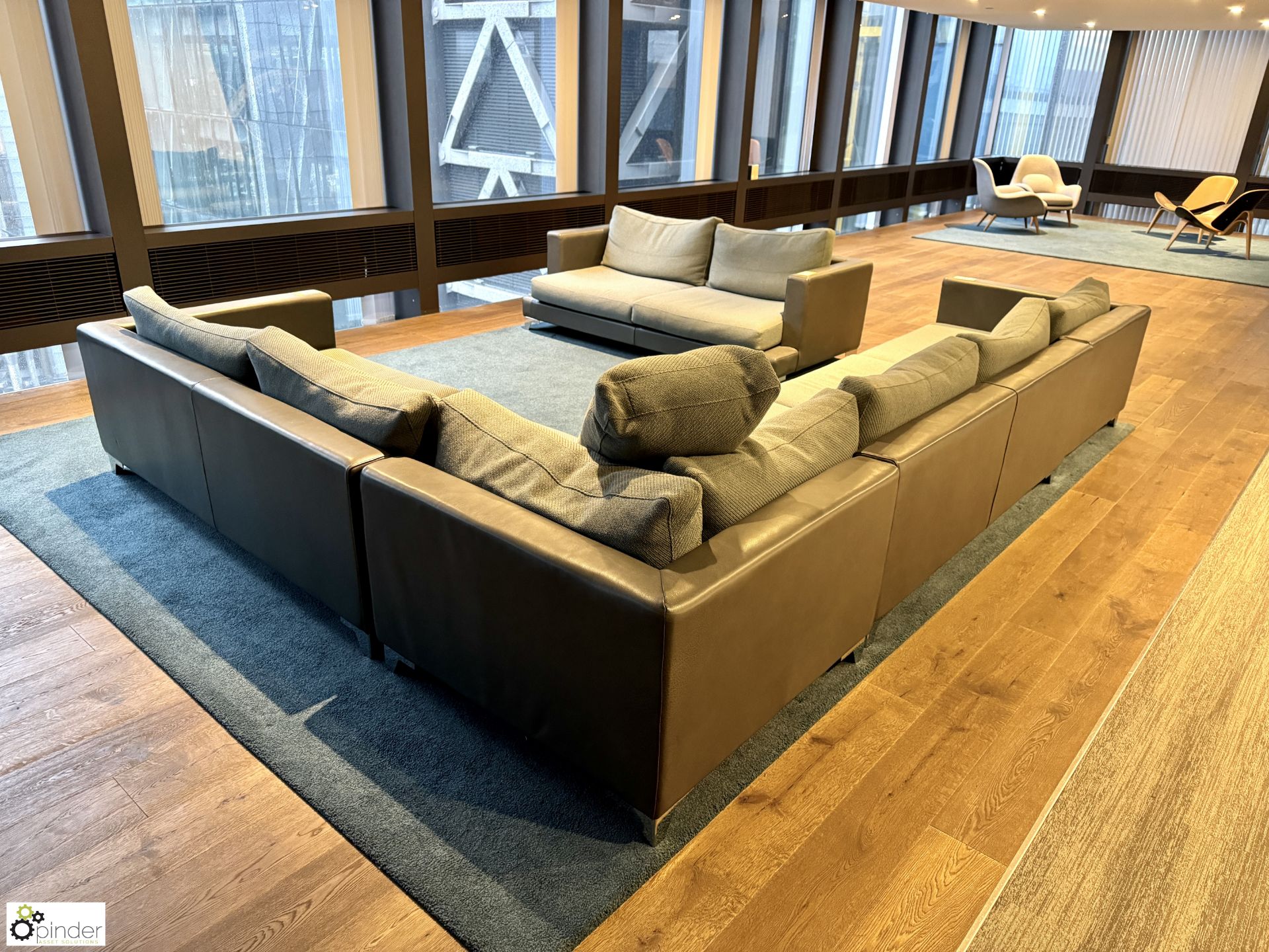 Lyndon Design L-shaped leather and upholstered Sofa, 3850mm x 1030mm ...