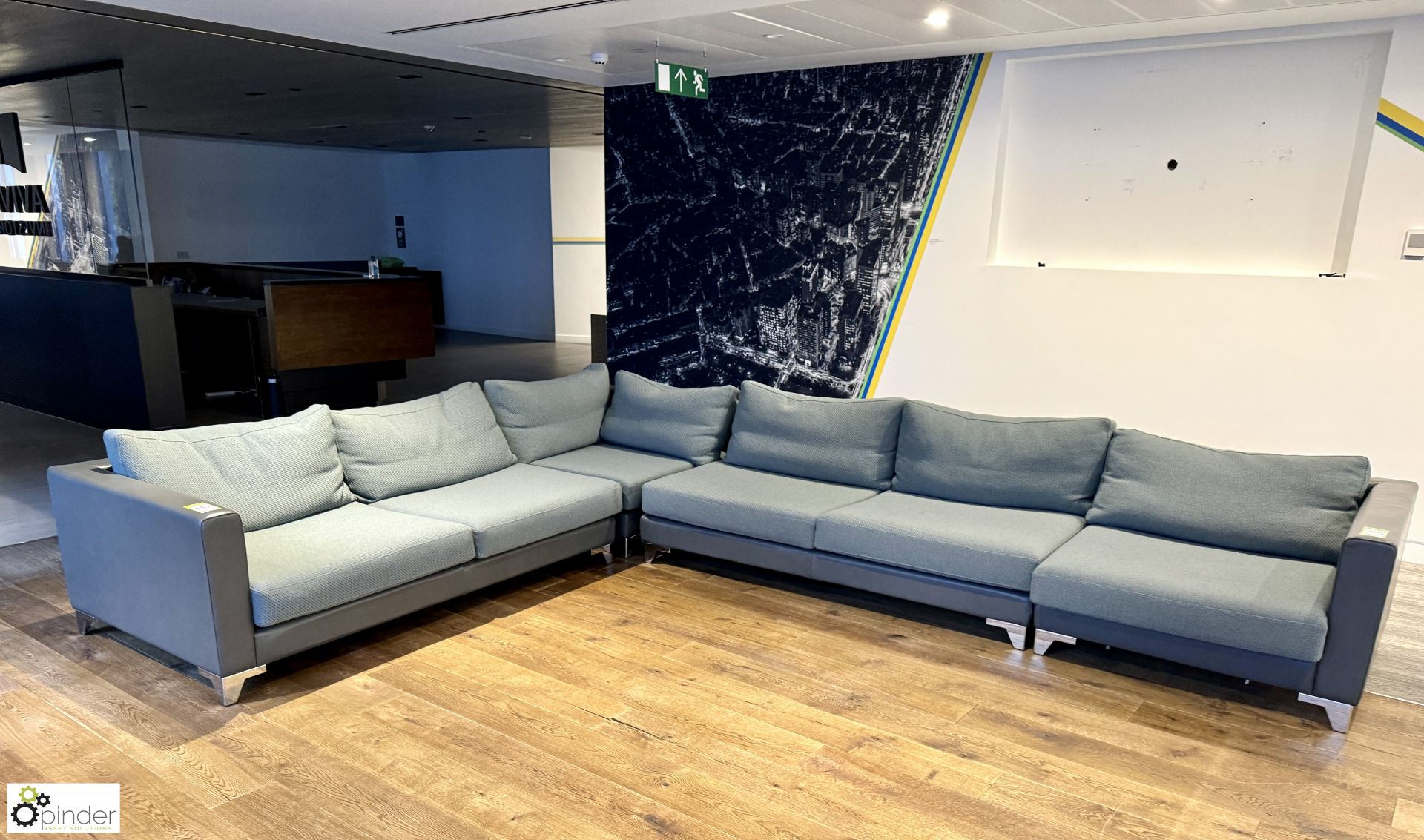 Lyndon Design L-shaped leather and upholstered Sofa, 3850mm x 1030mm ...