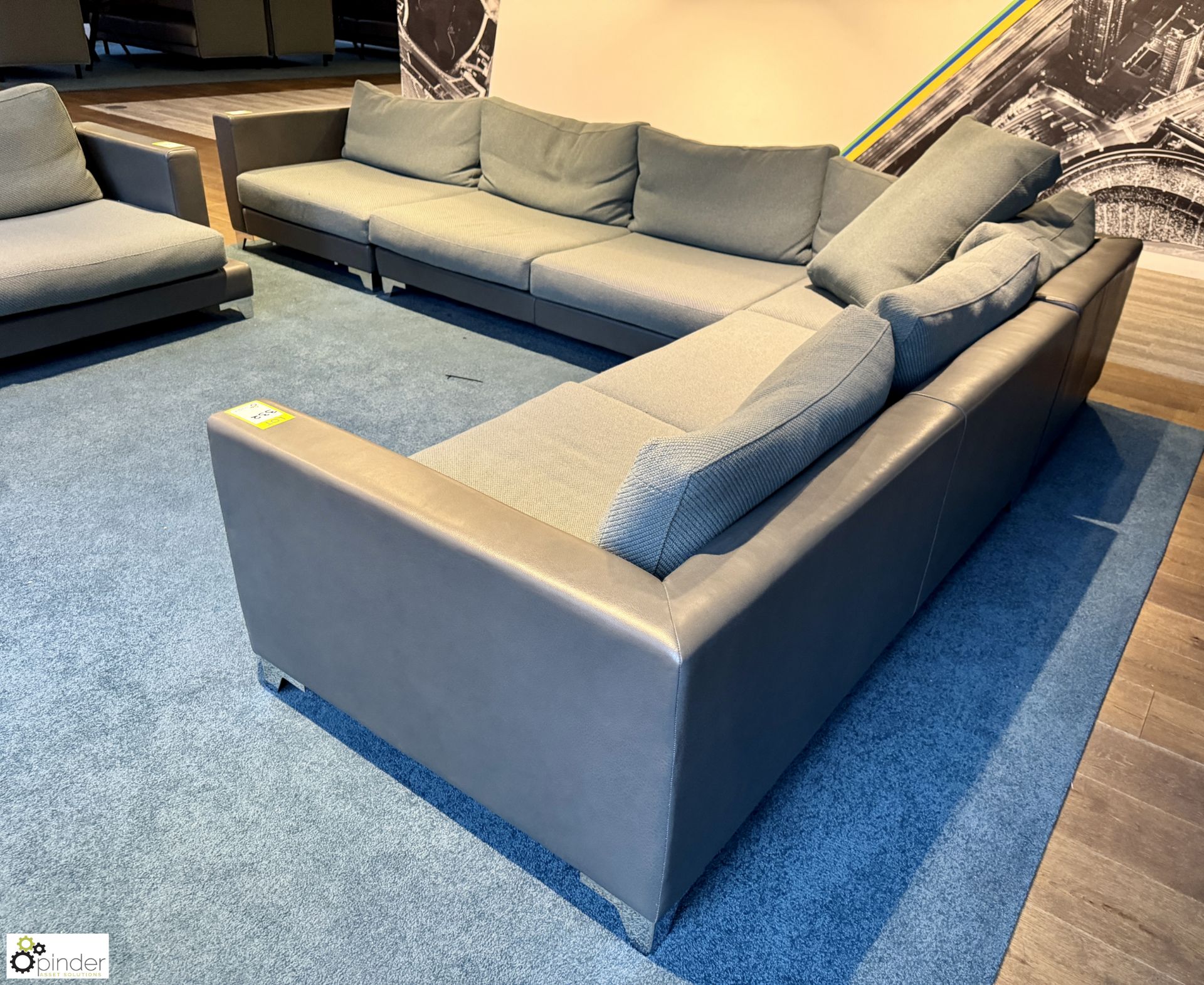 Lyndon Design L-shaped leather and upholstered Sofa, 3850mm x 1030mm ...