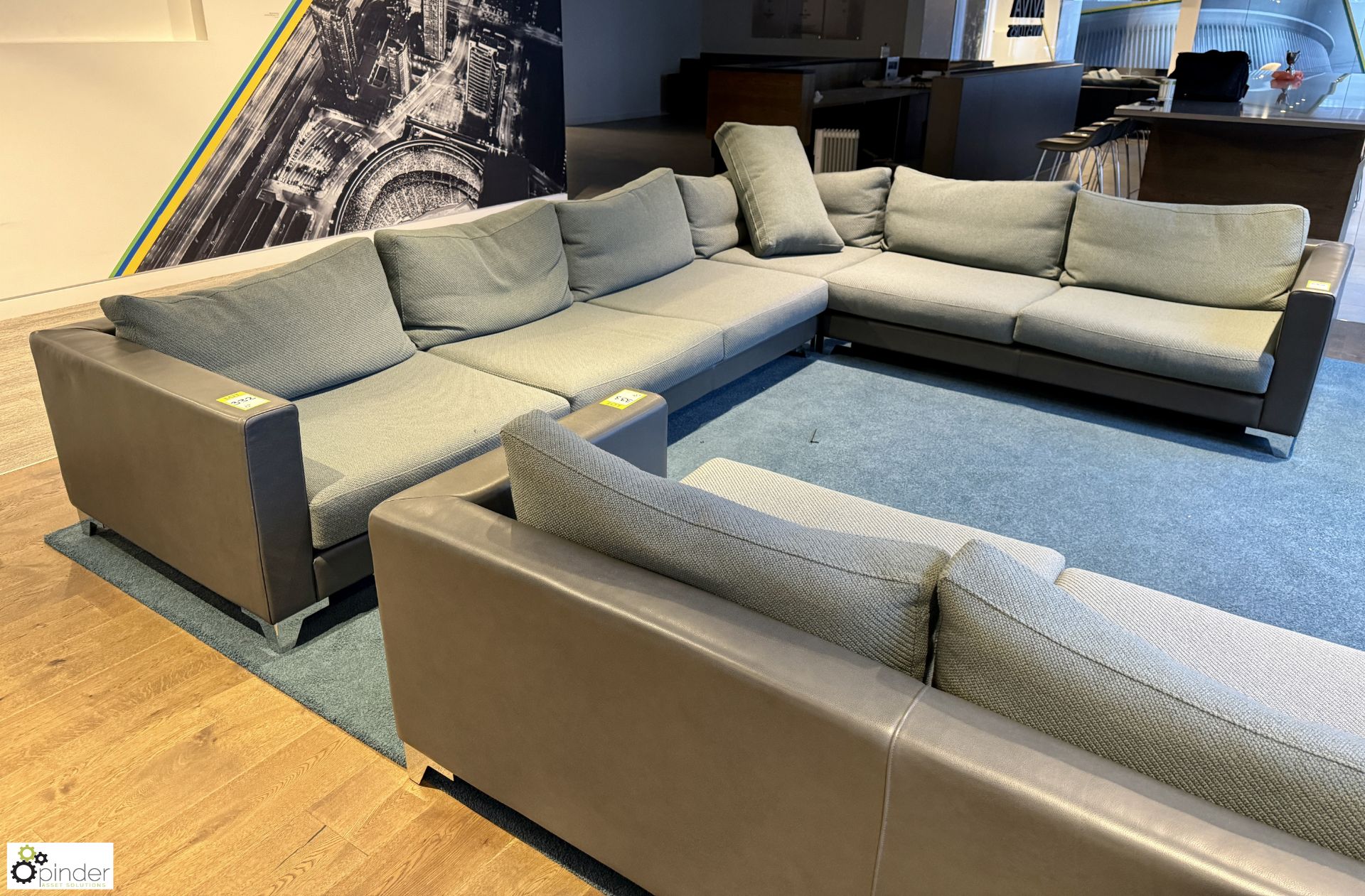 Lyndon Design L-shaped leather and upholstered Sofa, 3850mm x 1030mm ...