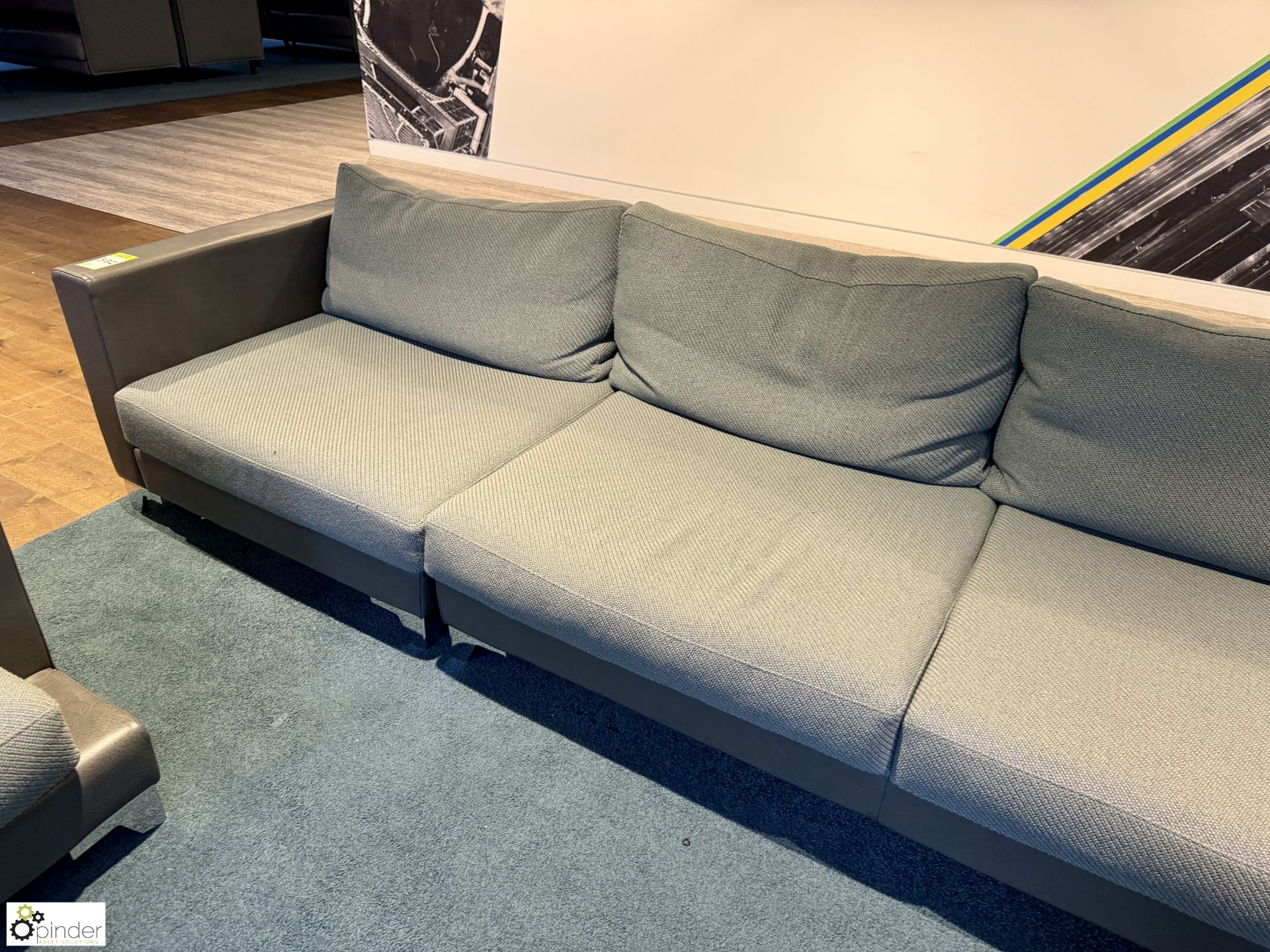 Lyndon Design L-shaped leather and upholstered Sofa, 3850mm x 1030mm ...