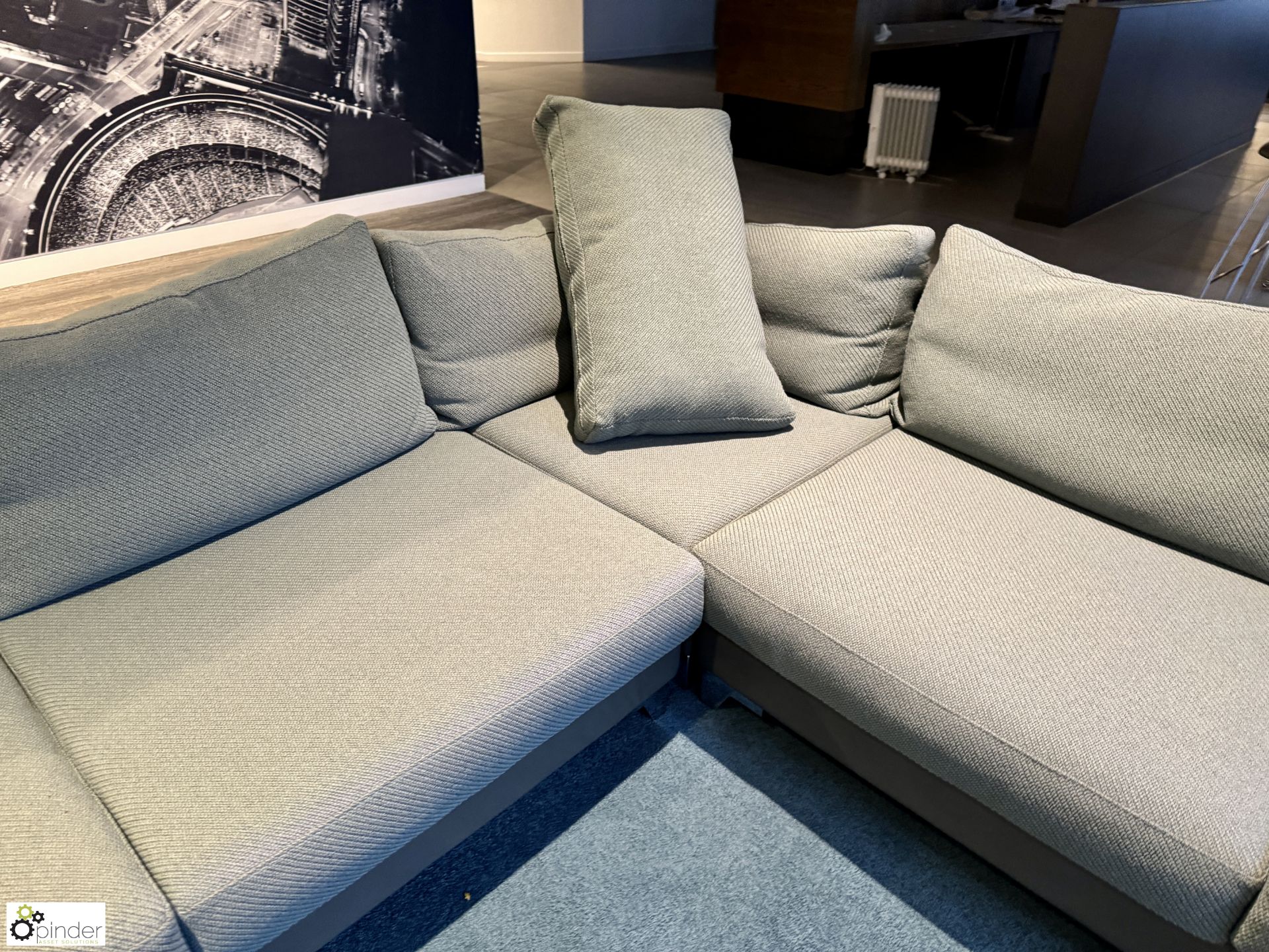 Lyndon Design L-shaped leather and upholstered Sofa, 3850mm x 1030mm ...