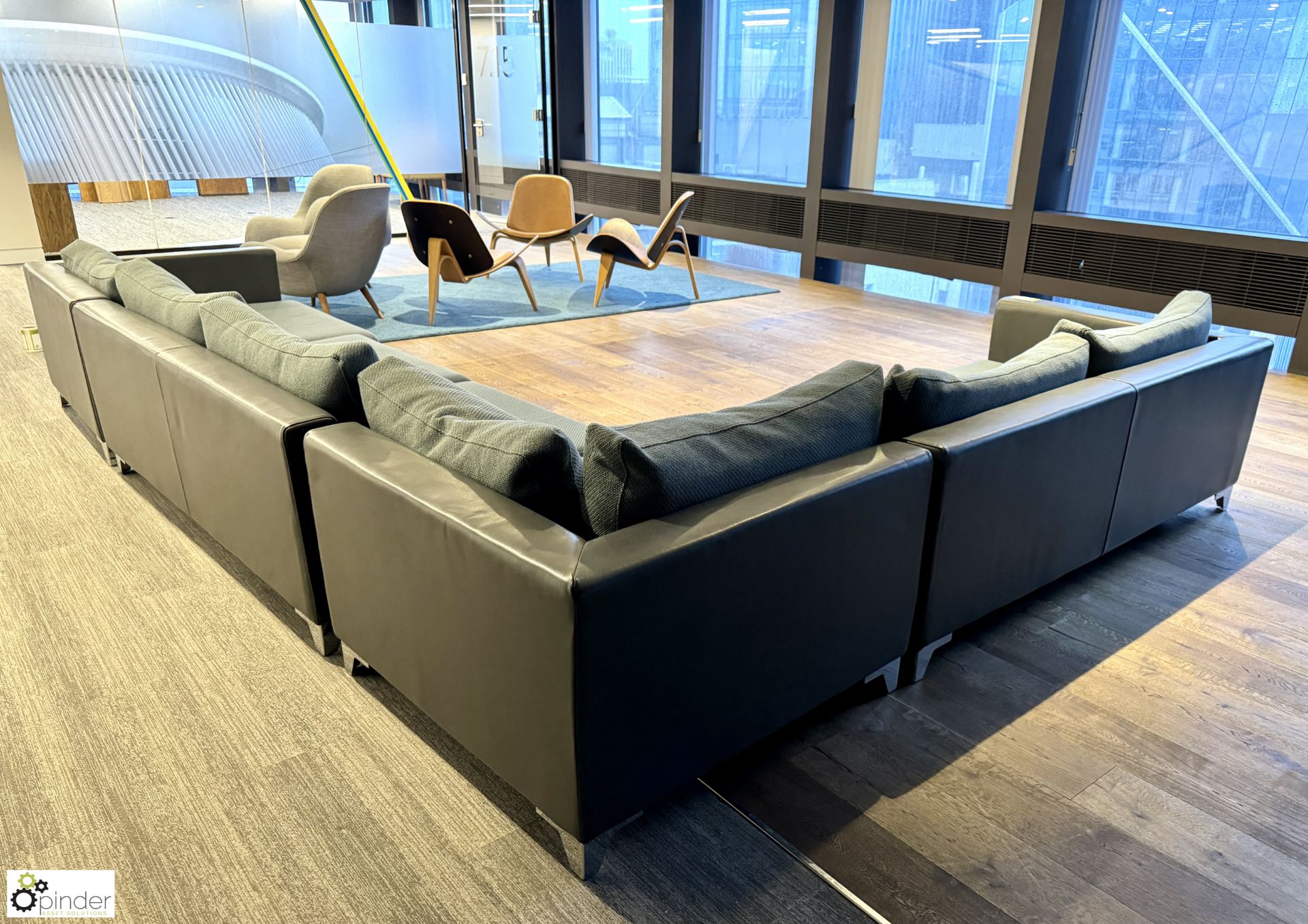 Lyndon Design L-shaped leather and upholstered Sofa, 3850mm x 1030mm ...