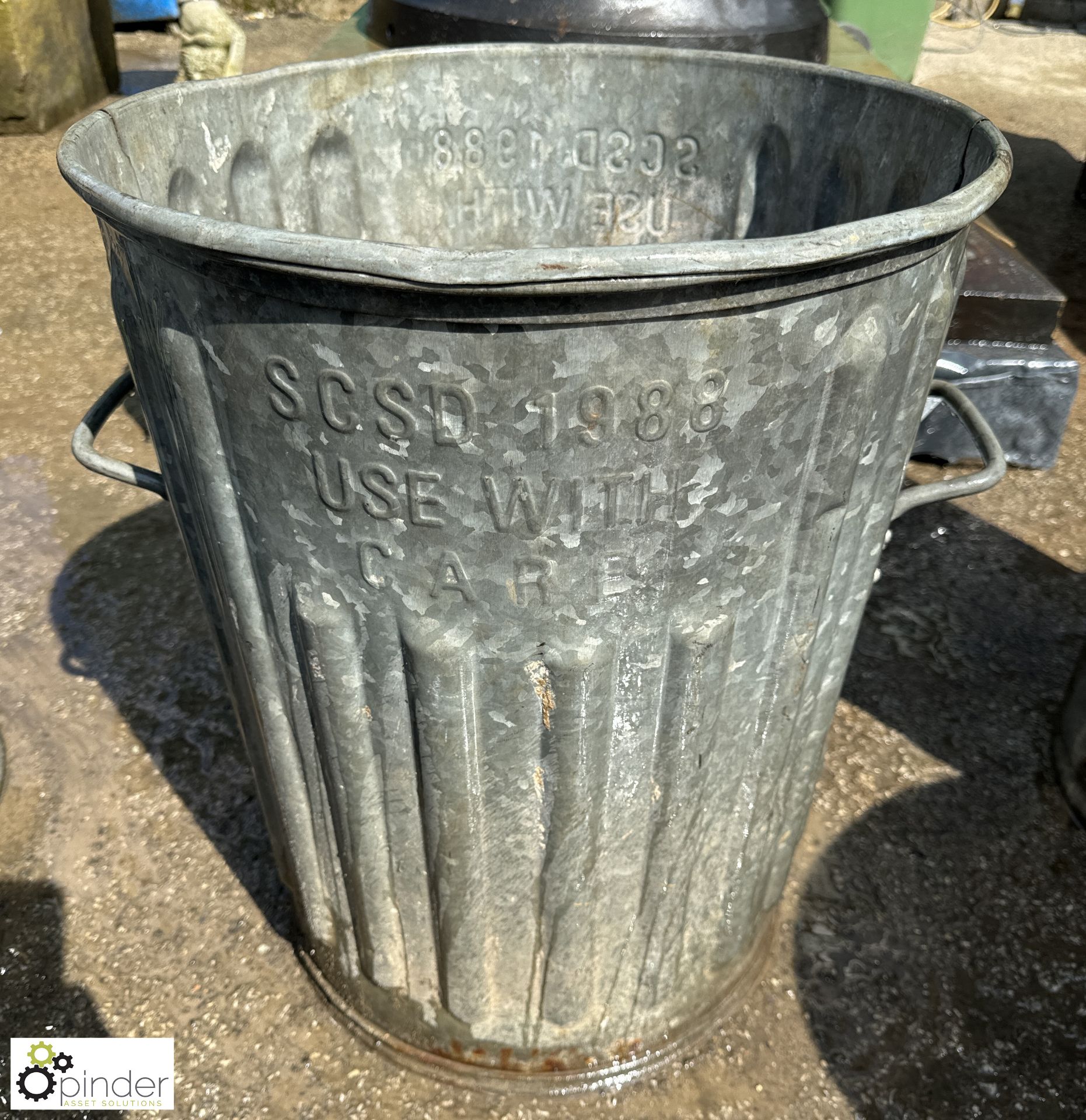 Antique galvanised metal Dustbin, with lifting handles, approx. 22in x ...