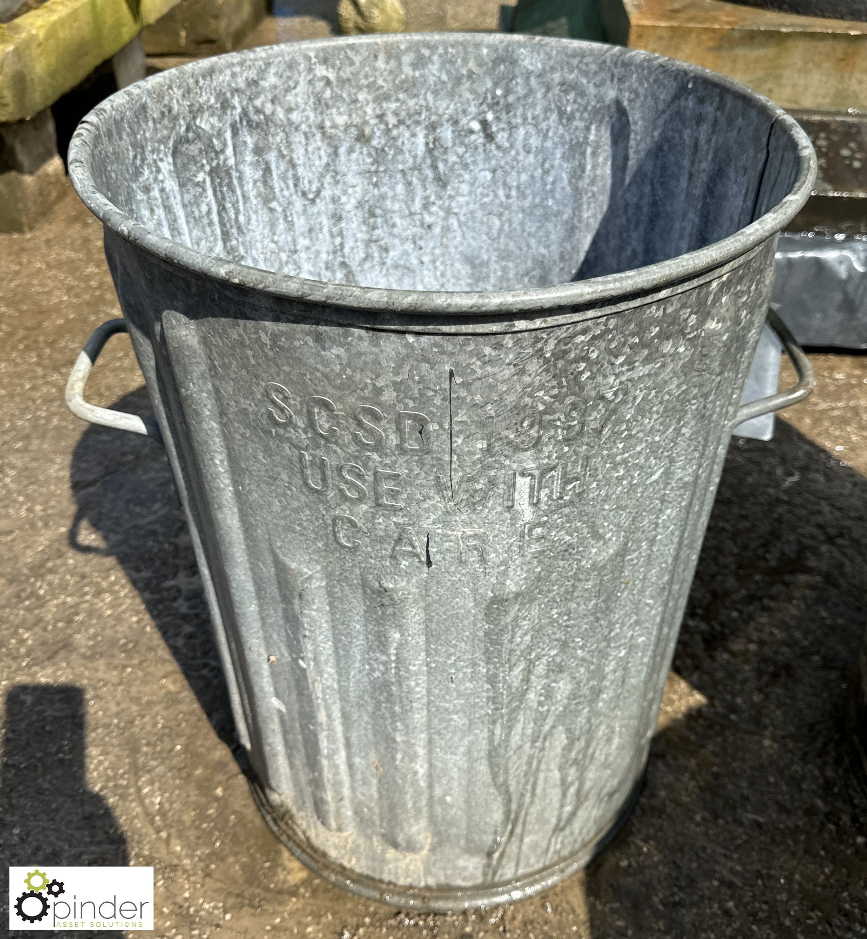 Antique galvanised metal Dustbin, with lifting handles, approx. 22in x ...
