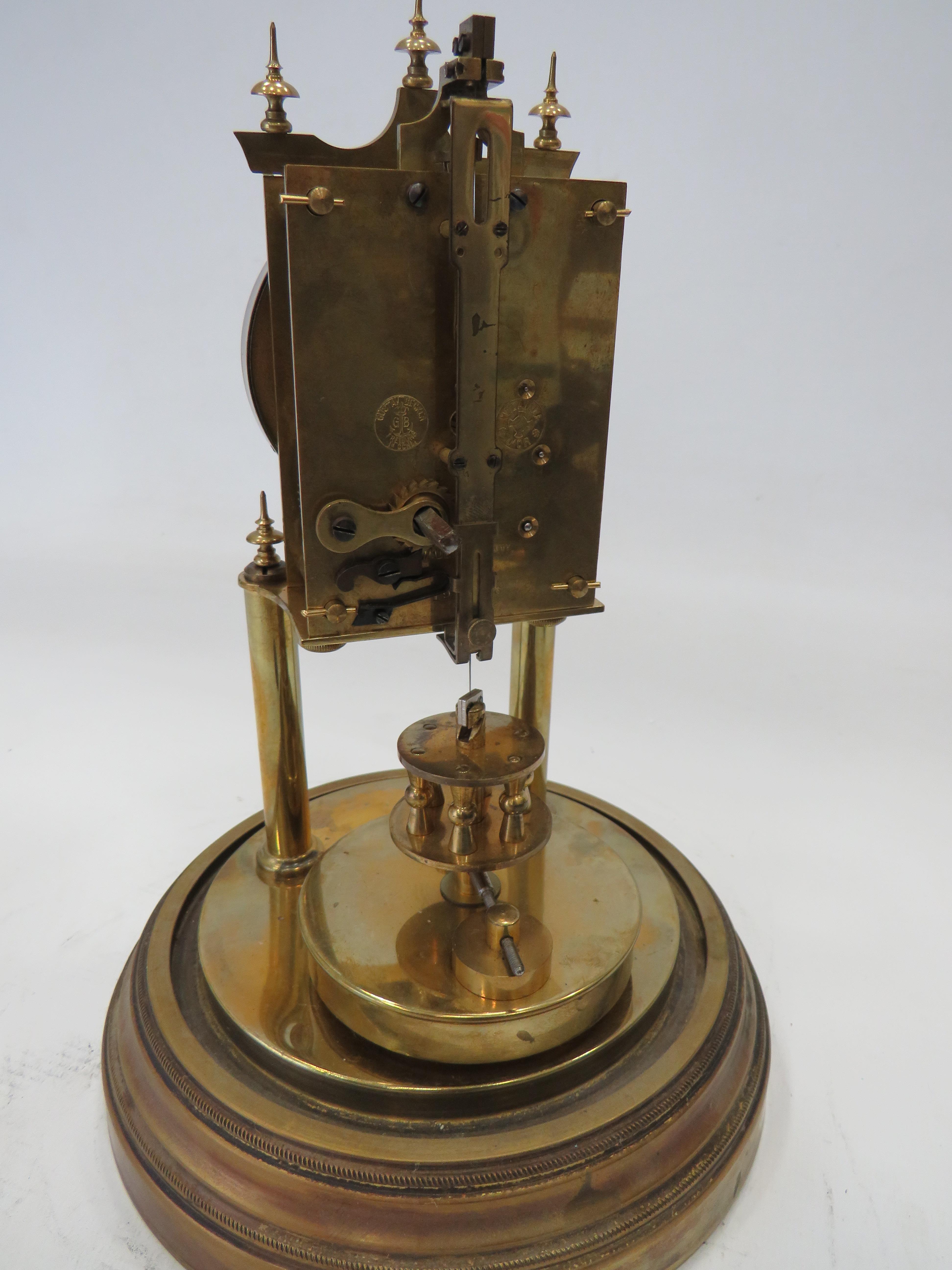 Gustav Becker Brass based Anniversary Clock under a Glass dome. Running ...