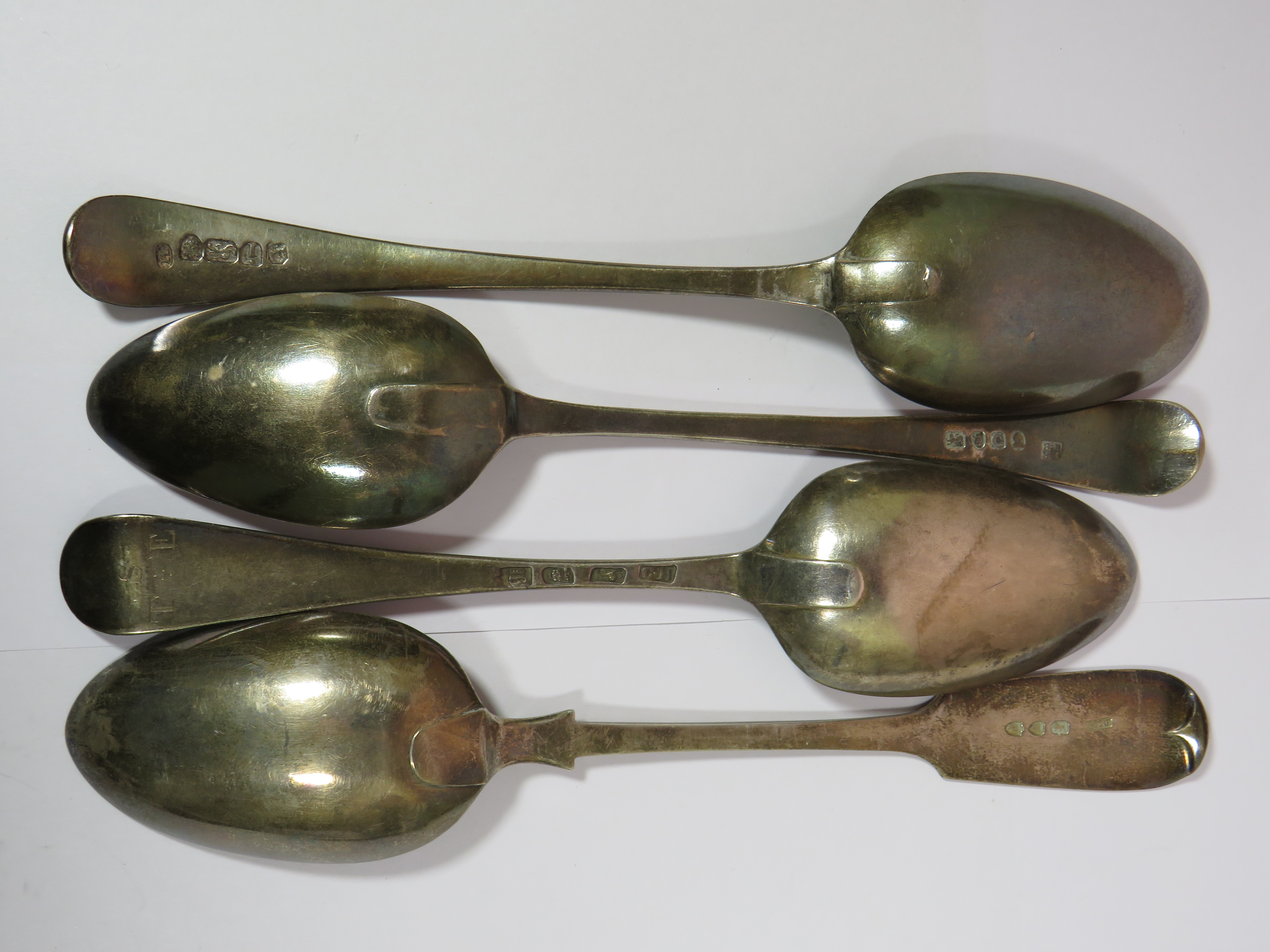Four Georgian Silver Desert Spoons. Total Weight 234g