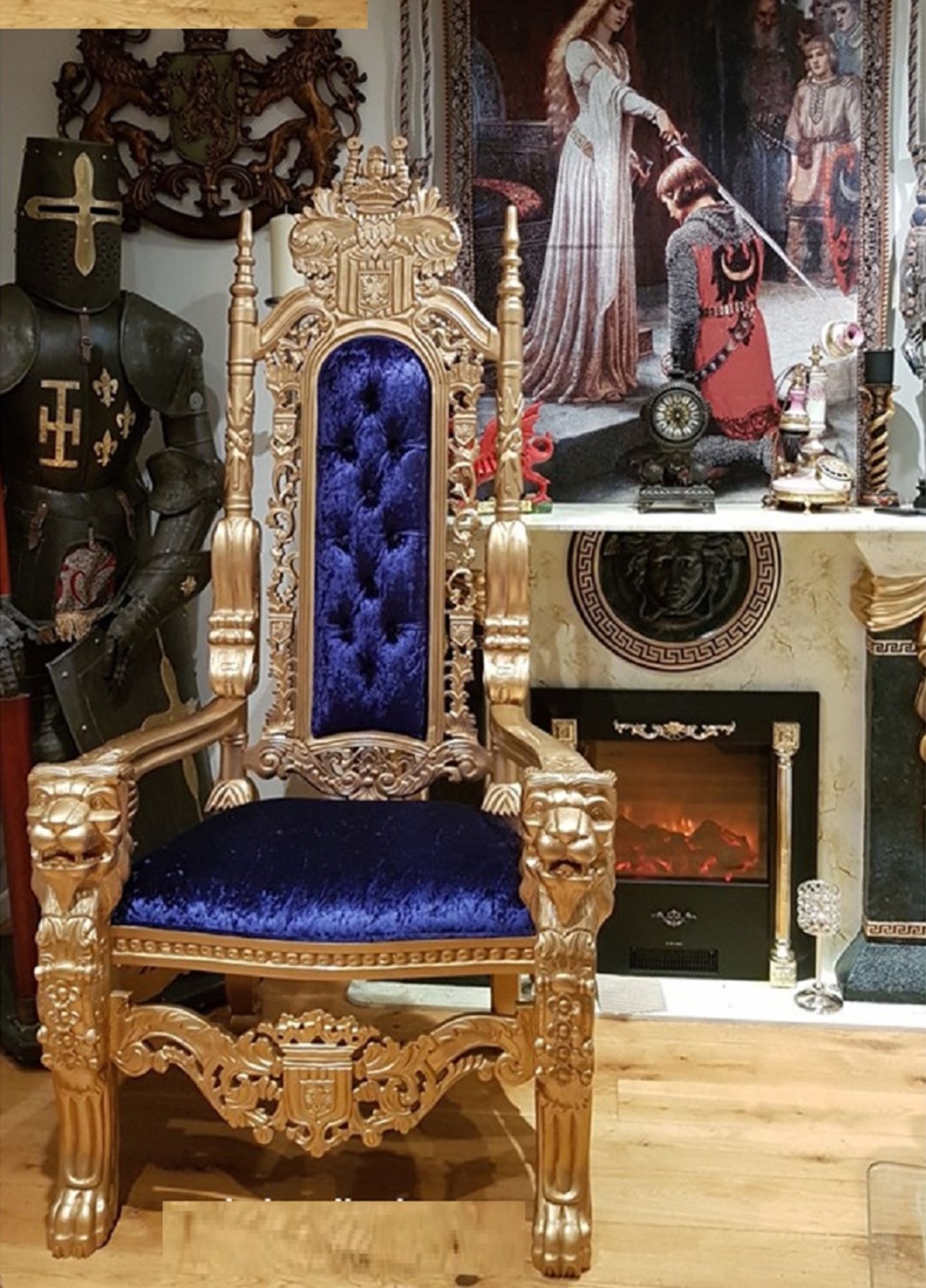 Throne Chair A Handmade Mahogany Chair Painted Gold And Upholstered In ...