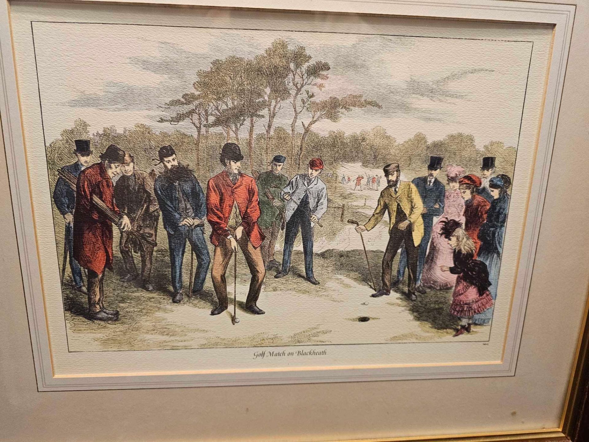 2 x Framed Prints (1) 1870 Golf Match On Blackheath Etching H Harral F ...