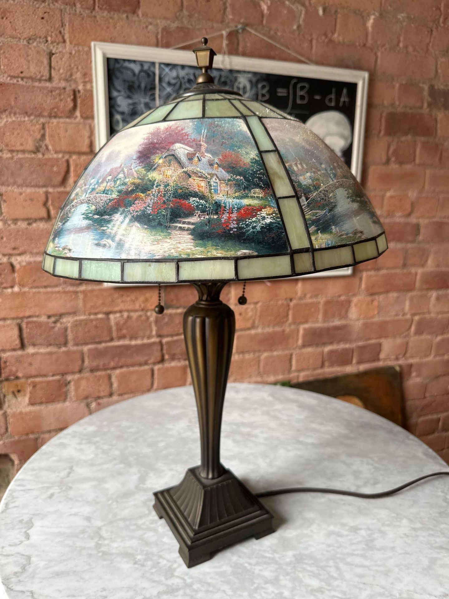 Thomas Kinkade's 'Lamplight Bridge' Stained-Glass Table Lamp. This ...