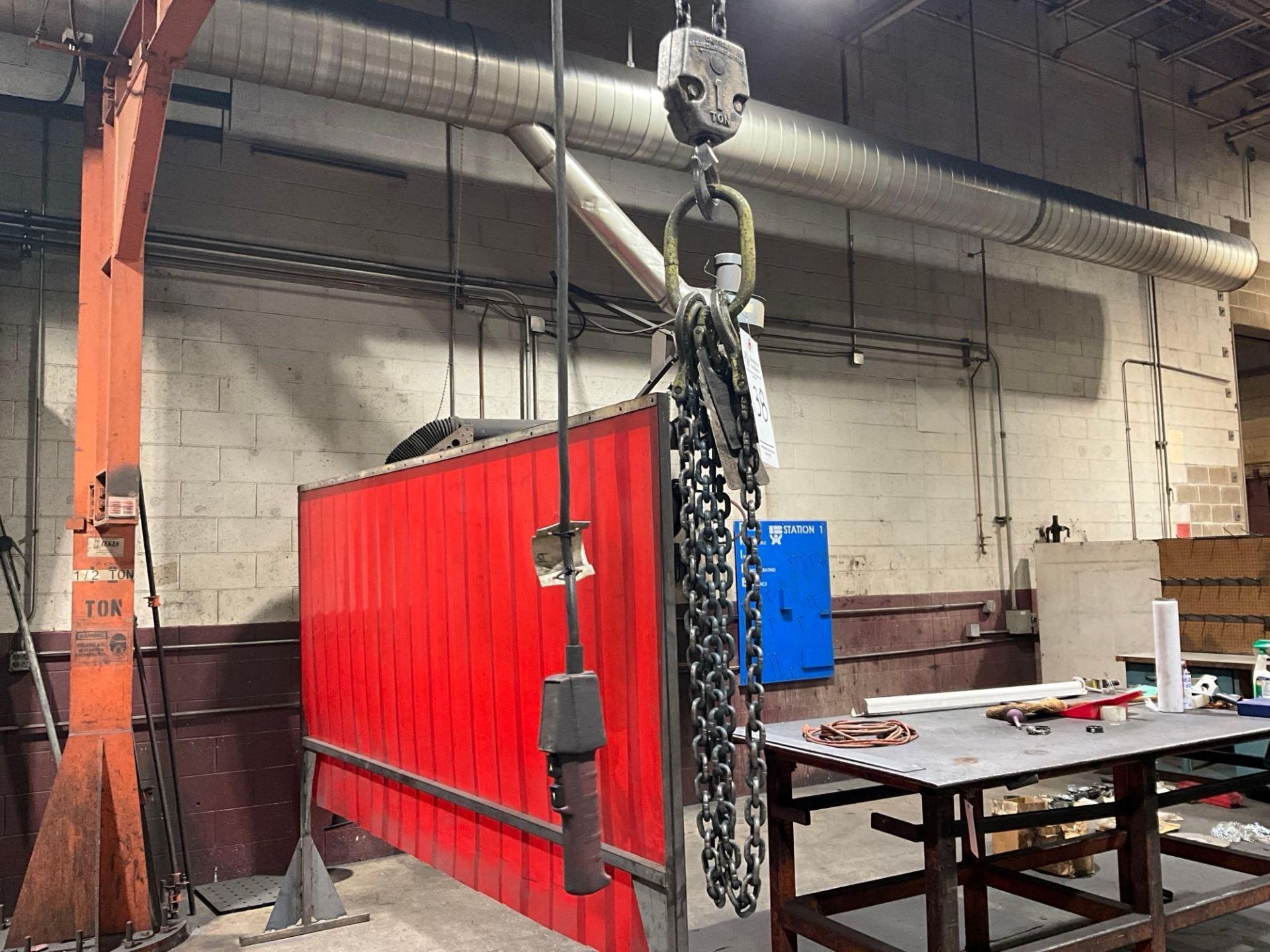 FREESTANDING JIB CRANE WITH 1/2 TON COFFING ELECTRIC CHAIN HOIST