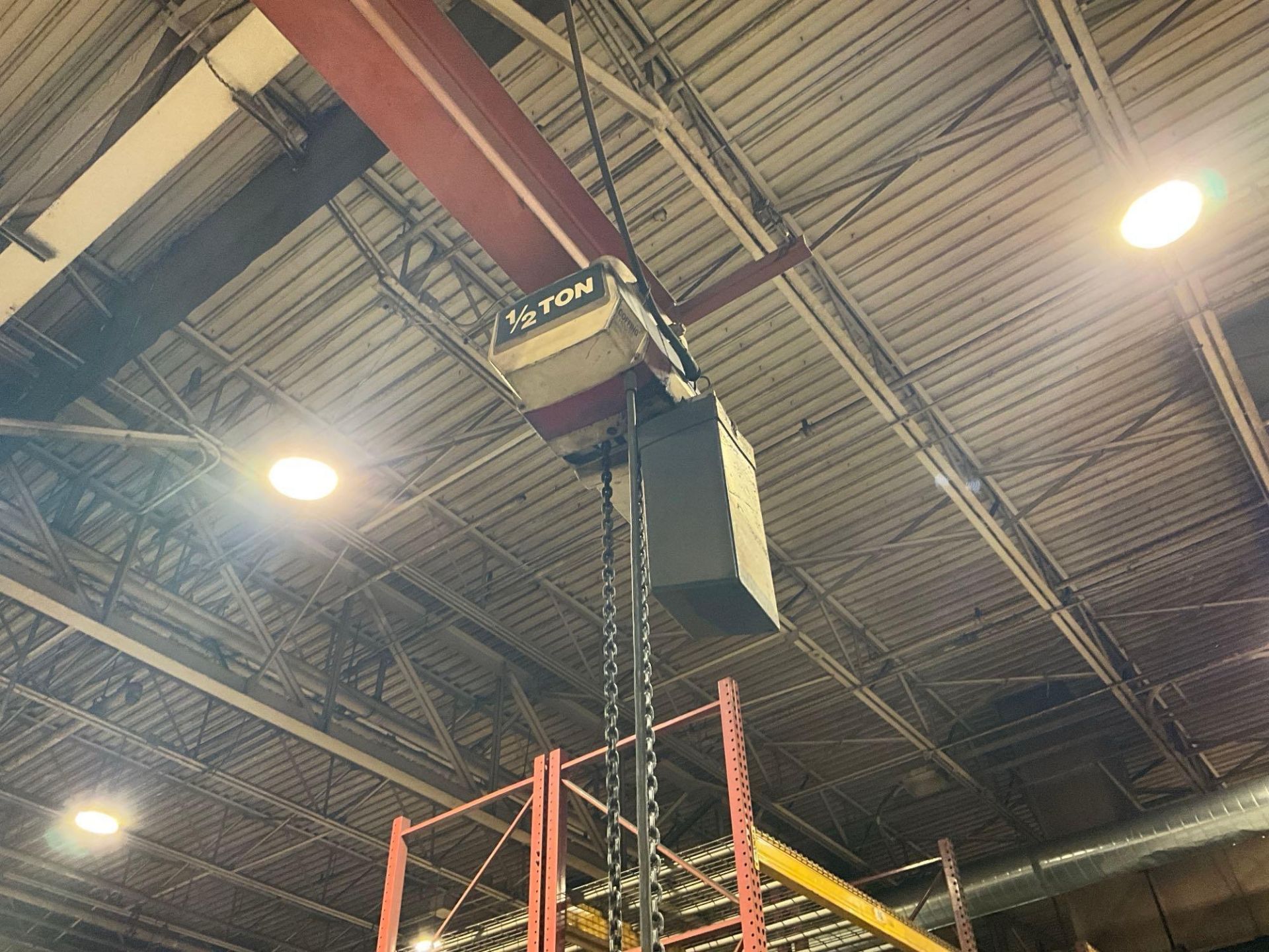 FREESTANDING JIB CRANE WITH 1/2 TON COFFING ELECTRIC CHAIN HOIST