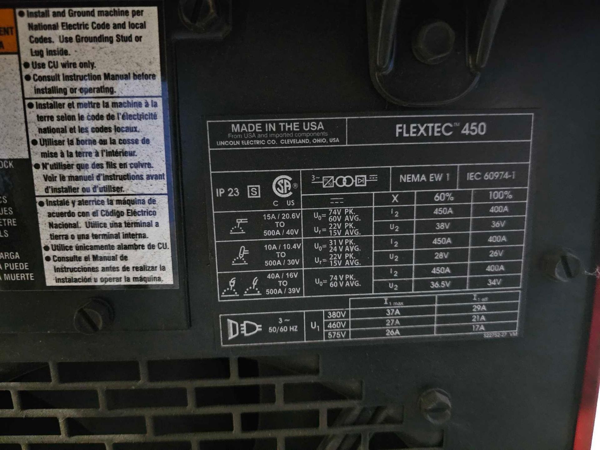 LINCOLN ELECTRIC FLEXTEC 450 WIRE WELDER