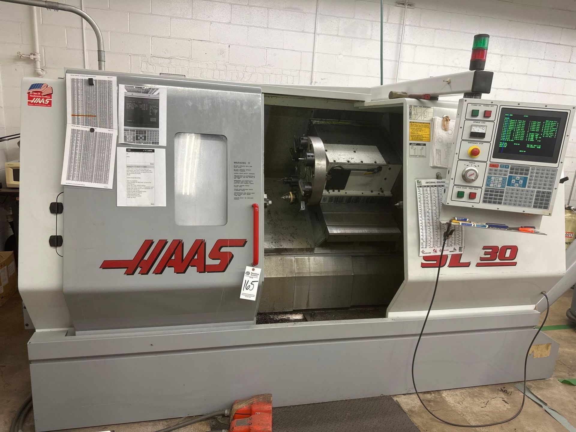 1999 HAAS SL-30 CNC LATHE HAAS CONTROL 3 JAW CHUCK 3” BAR CAPACITY 17 ...