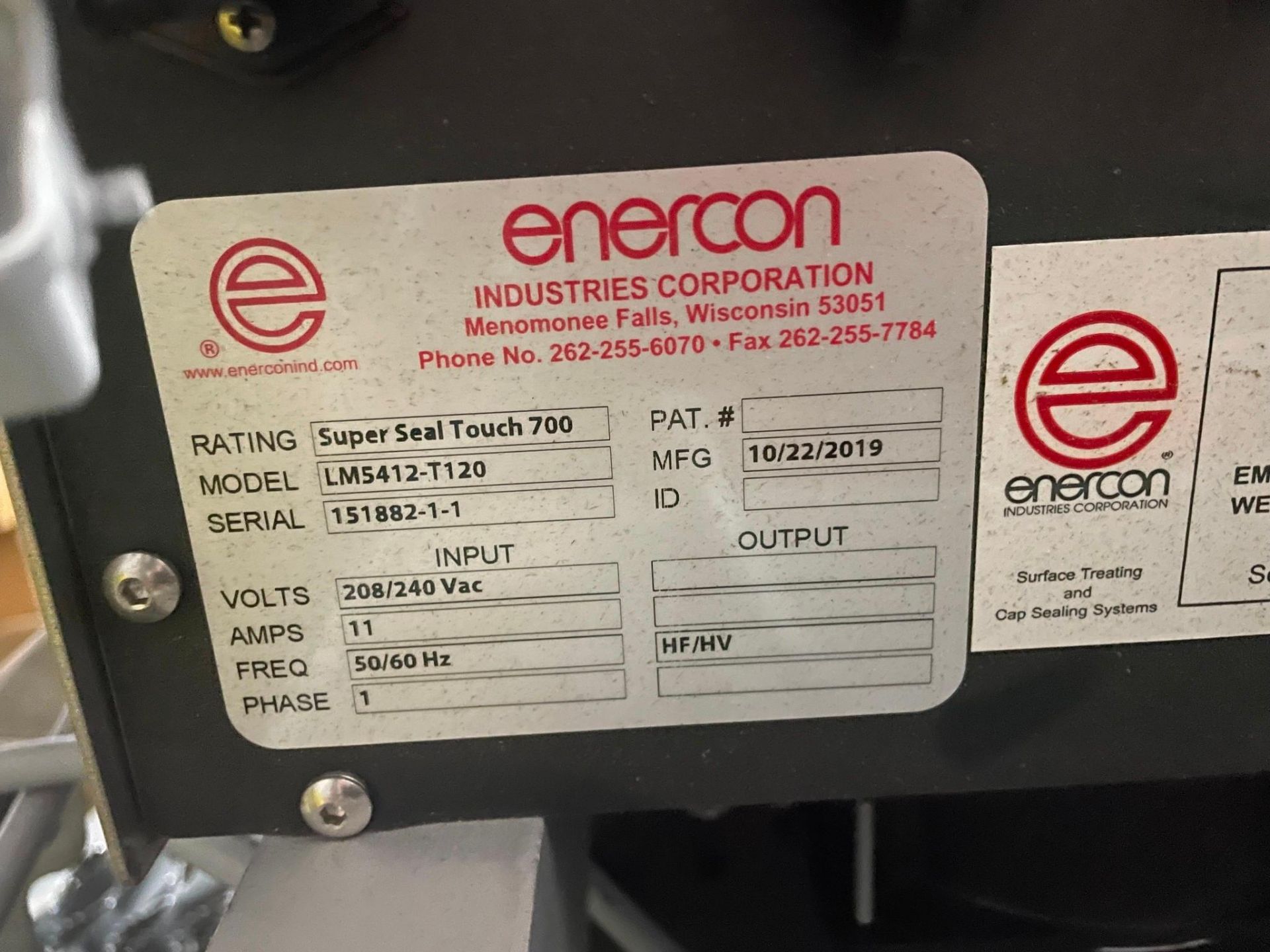 ENERCON SUPER SEAL TOUCH 700 INDUCTION SEALER MODEL: LM5412-T120 S/N ...