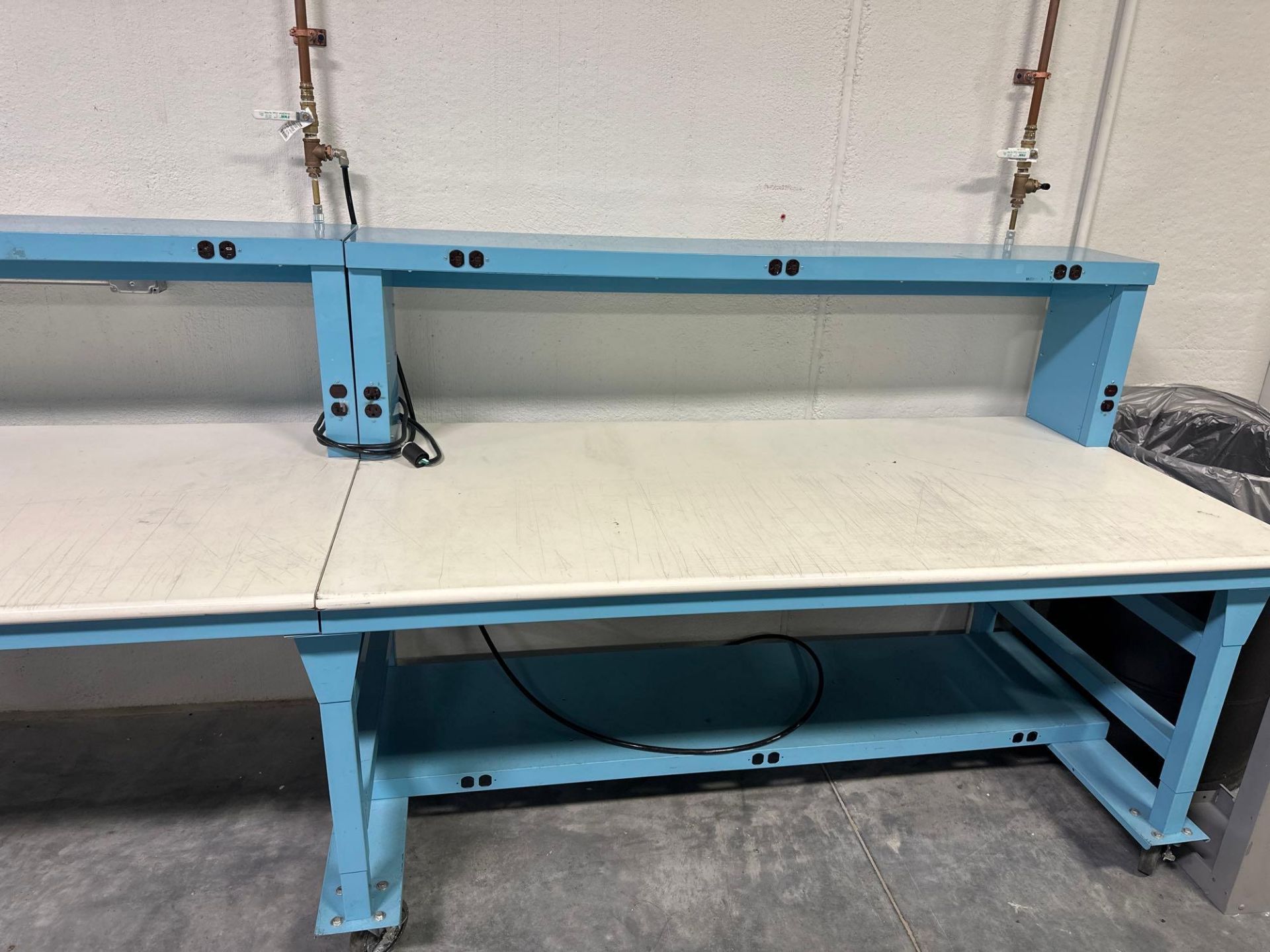 WORKPLACE SYSTEMS INC. WORKBENCH TABLE W/ POWER OUTLETS 18’L x 3’W x 34 ...