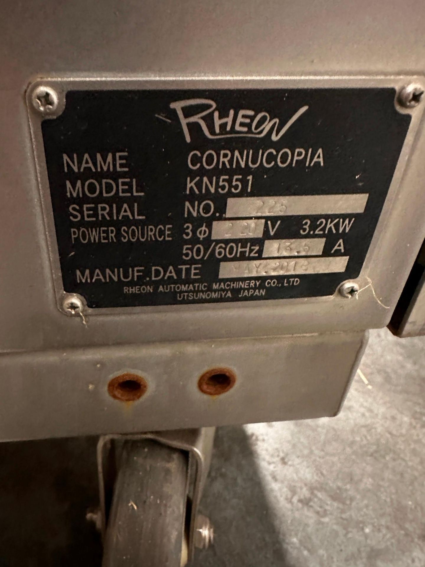 RHEON MODEL KN551 ENCRUSTING MACHINE. STAINLESS STEEL CYLINDERS. (4) 4 ...