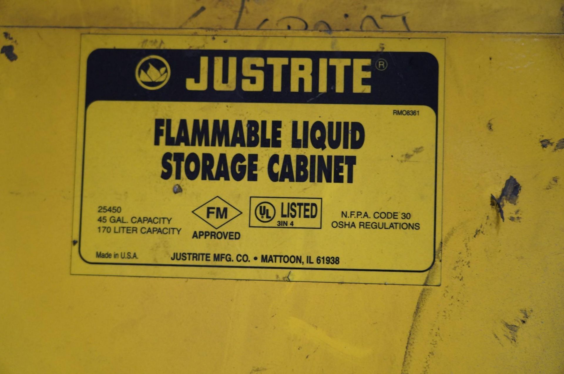 JUSTRITE FLAMMABLE CABINET 43'' X 19'' X 66'' TALL, 45 GALLON CAPACITY ...