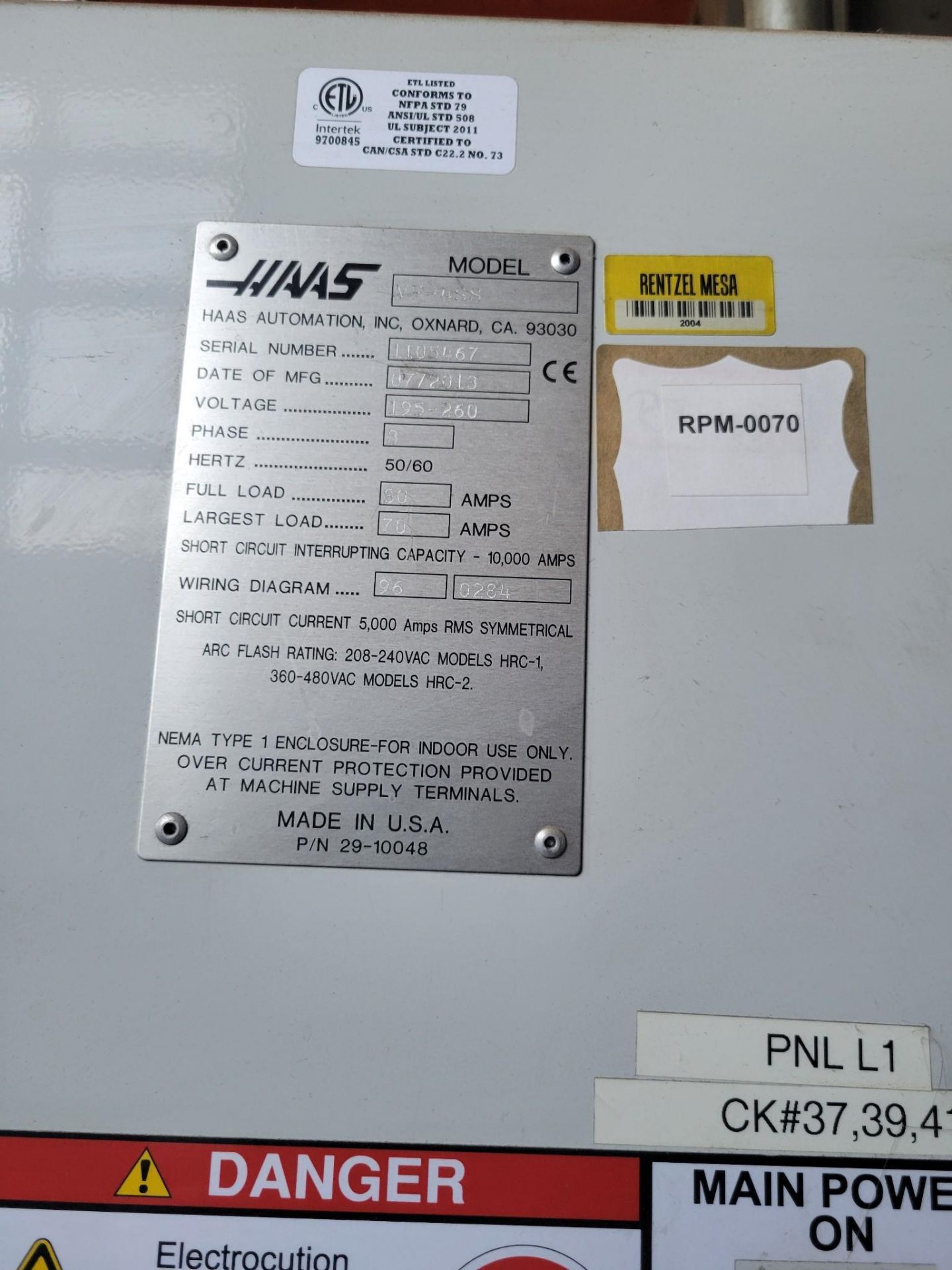 HAAS VF-4SS VERTICAL MACHINING CENTER, 2013 - 40+1 SIDE MOUNT TOOL ...
