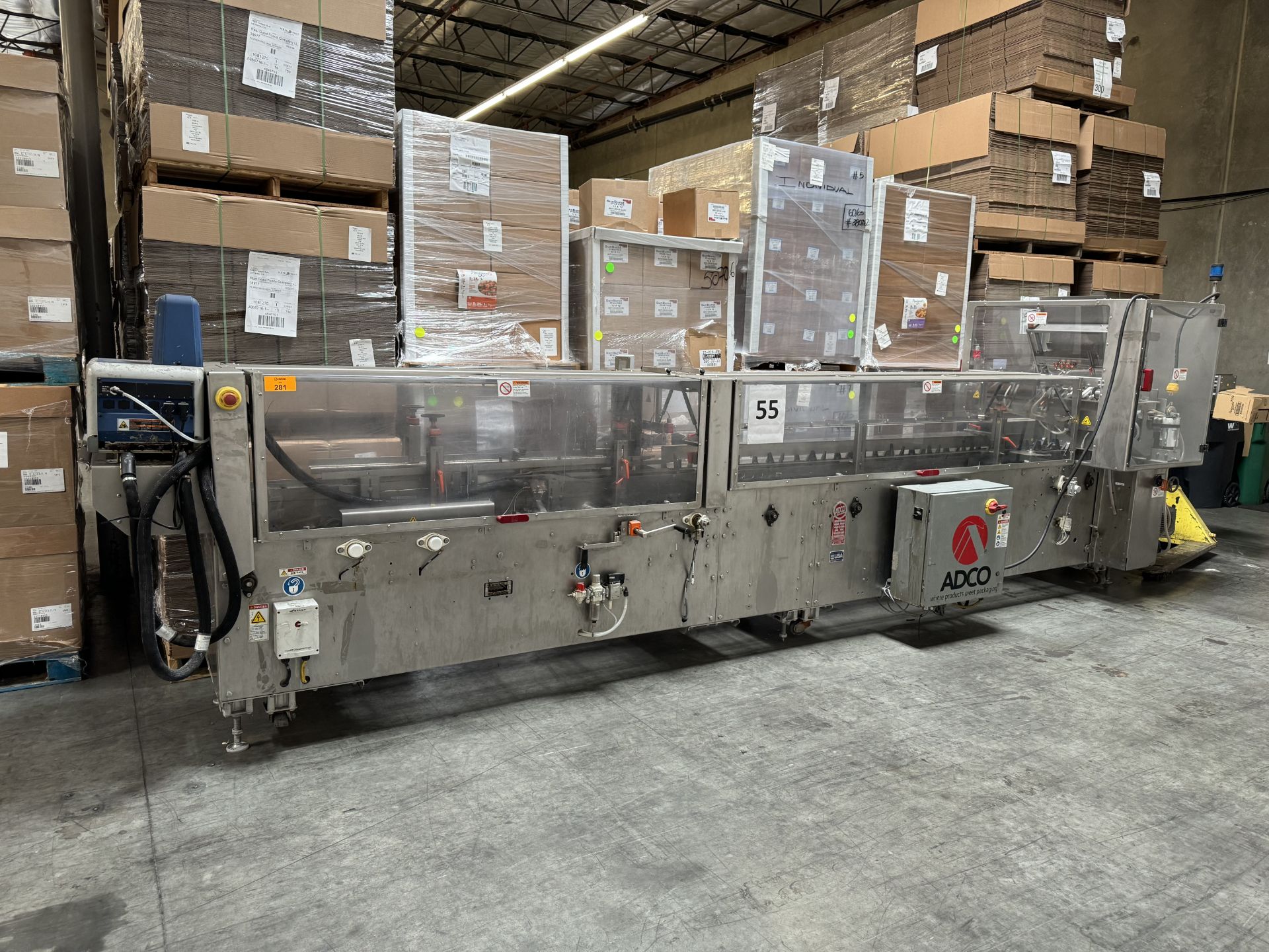 ADCO Manufacturing hand load cartoner, mod 15D105-RH-SS, s/n 5871HG, w ...