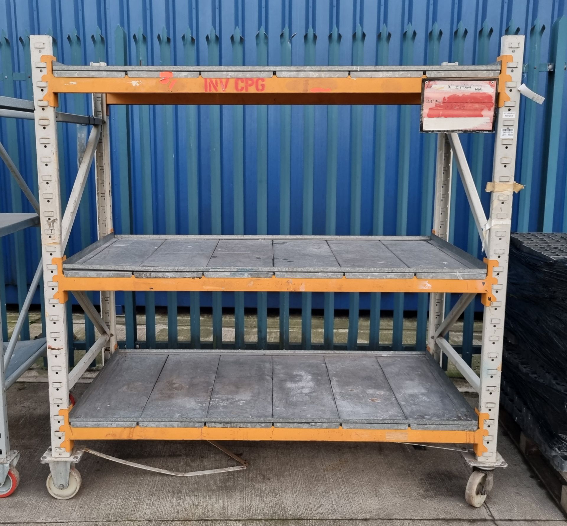 Mobile trolley storage 3 - tier rack - W 2000 x D 950 x H 2000mm