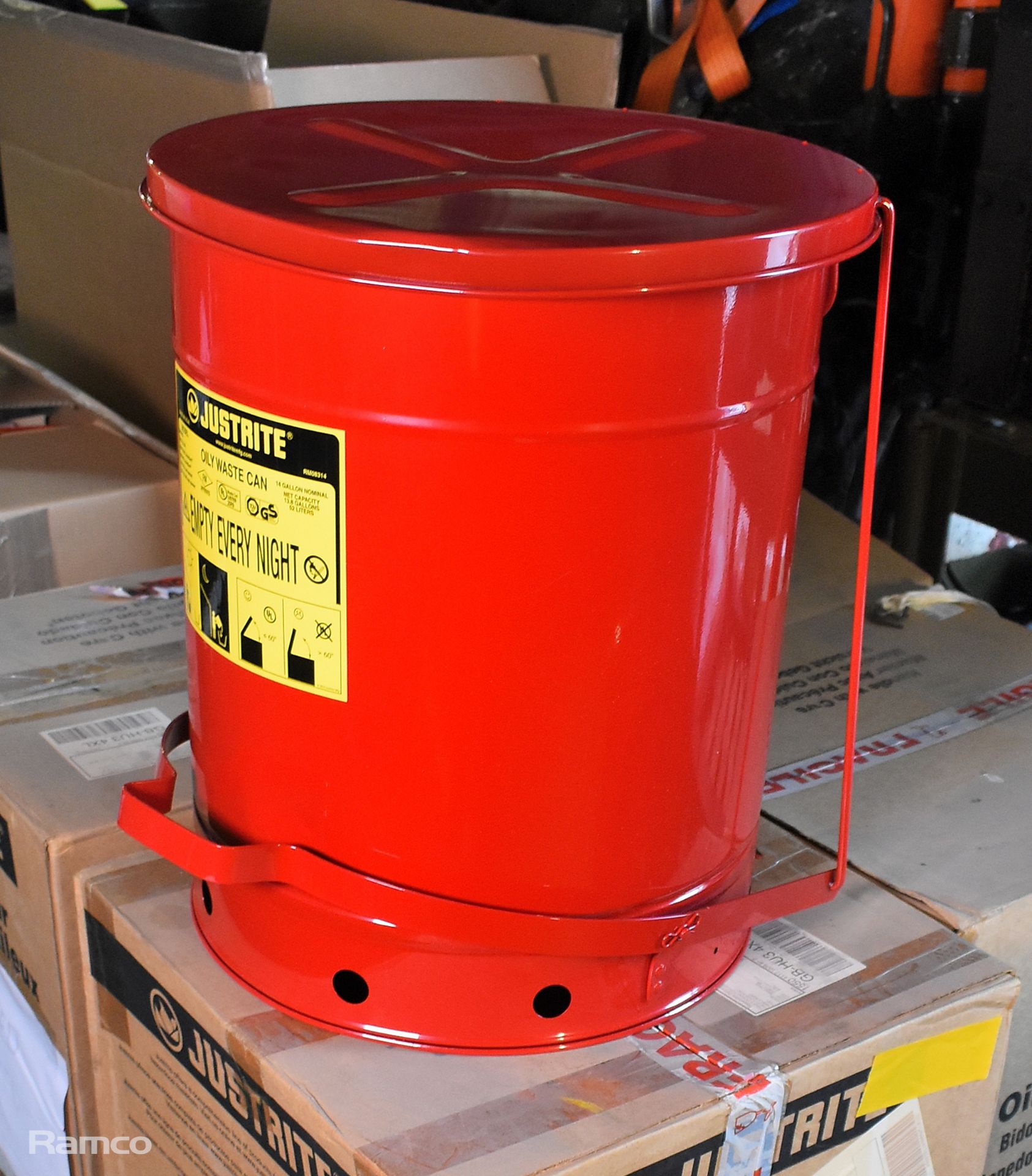 4x Justrite 09500 oily waste cans - capacity 14 gallons (52 litres)