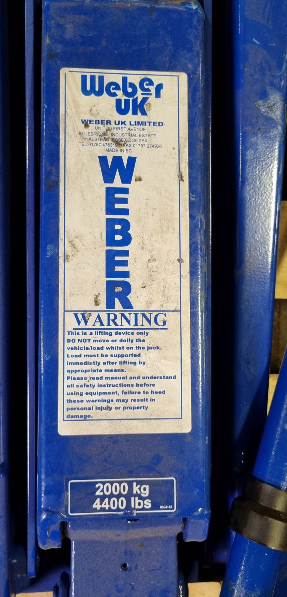 3x Weber UK WDK20Q standard 2 tonne trolley jacks with handle