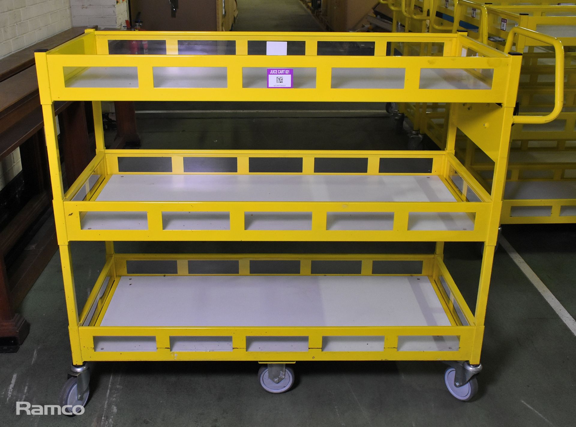 Yellow 3-tier general use trolley - W 1440 x D 550 x H 1150mm