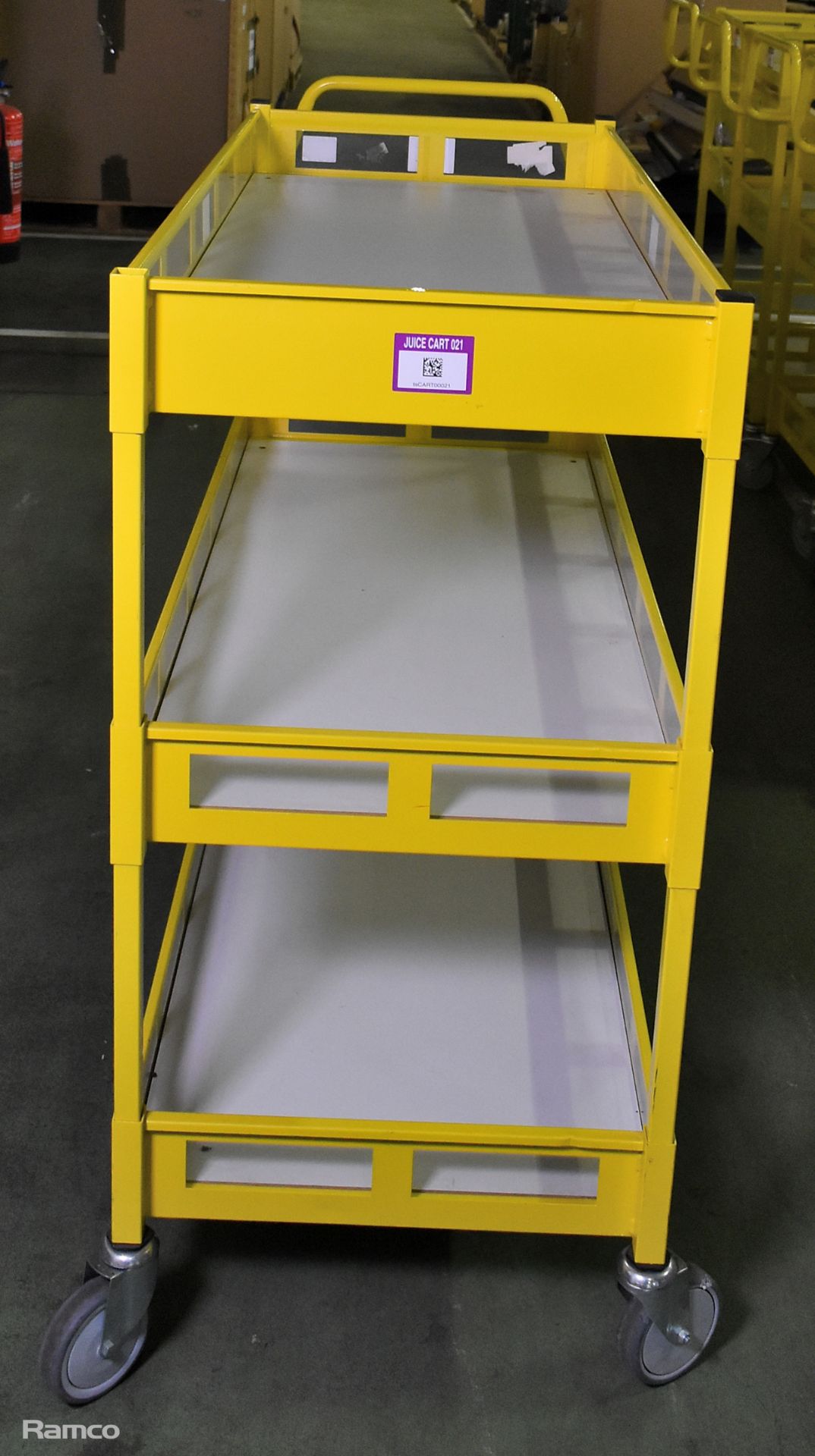 Yellow 3-tier general use trolley - W 1440 x D 550 x H 1150mm