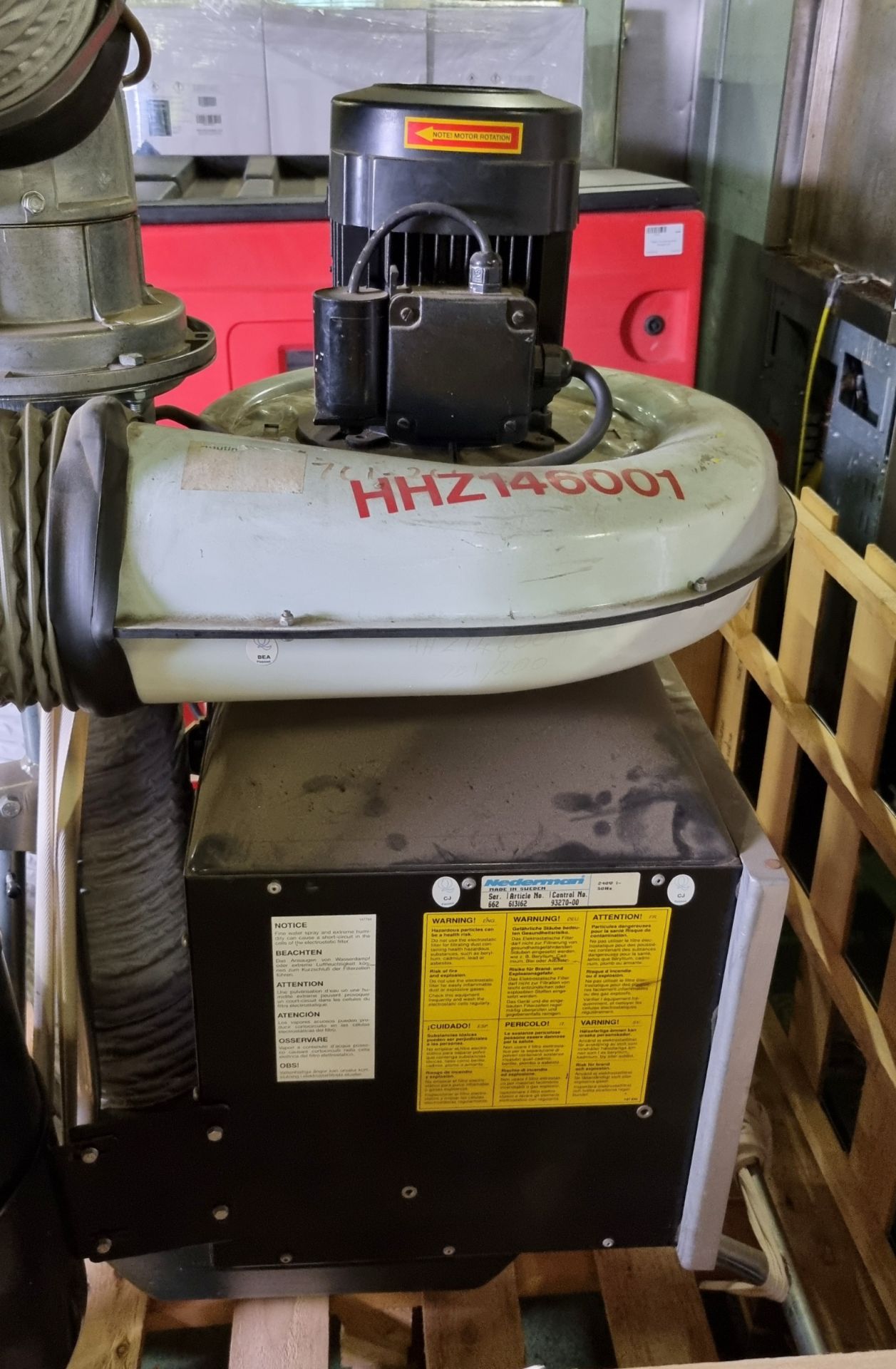 Nederman mobile fume extractor - L 1050 x W 840 x H 1840mm
