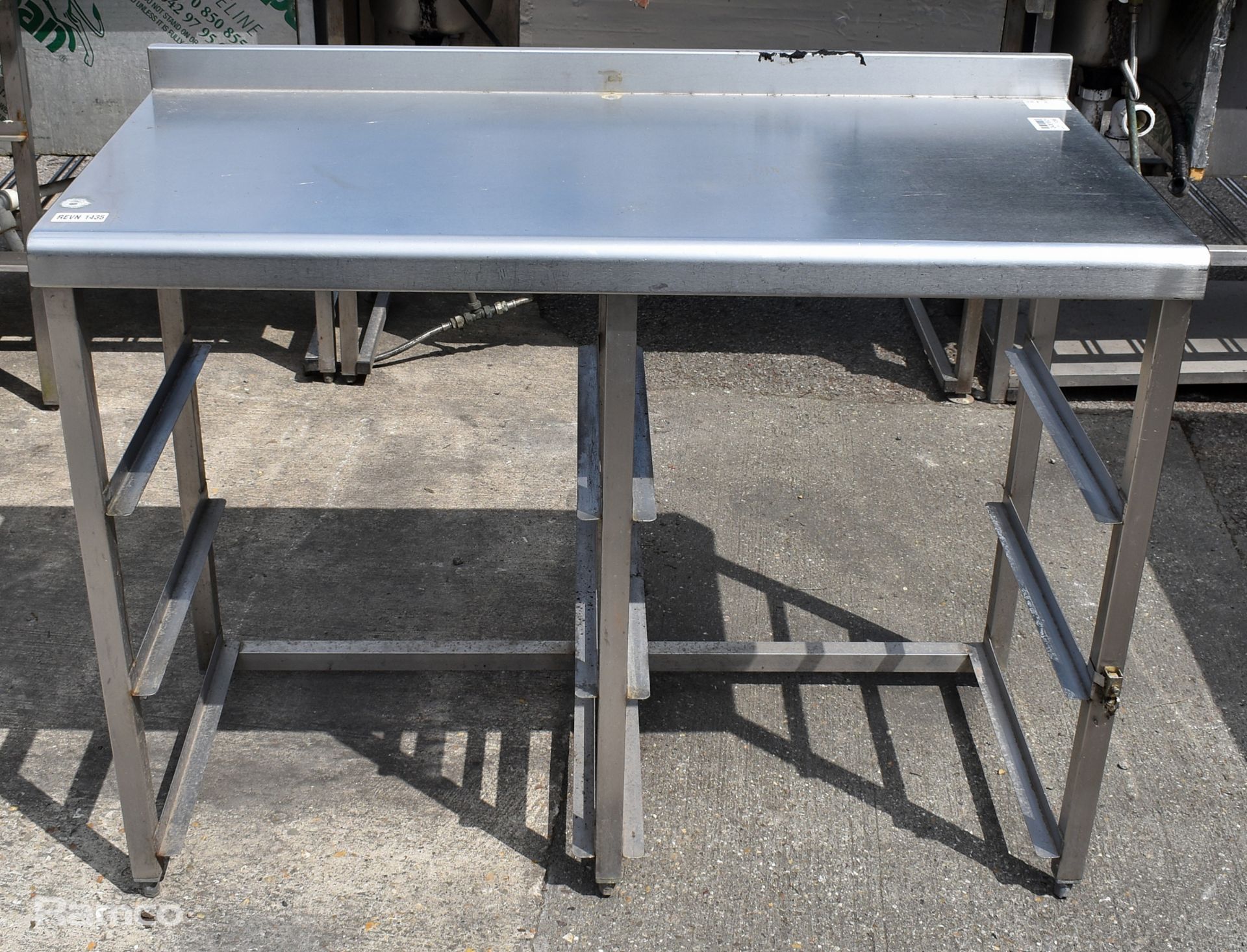 Stainless steel preparation table with upstand & tray rack - W 1120 x D ...