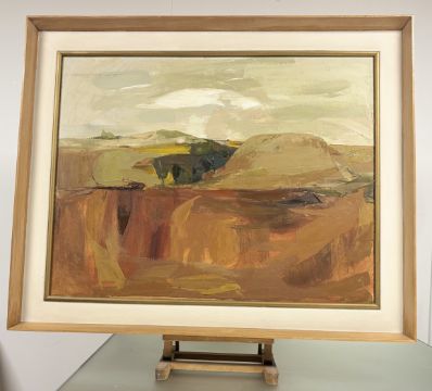Mardi Barrie R.S.W. (Scottish, 1931-2004), "Red Field", titled and ...
