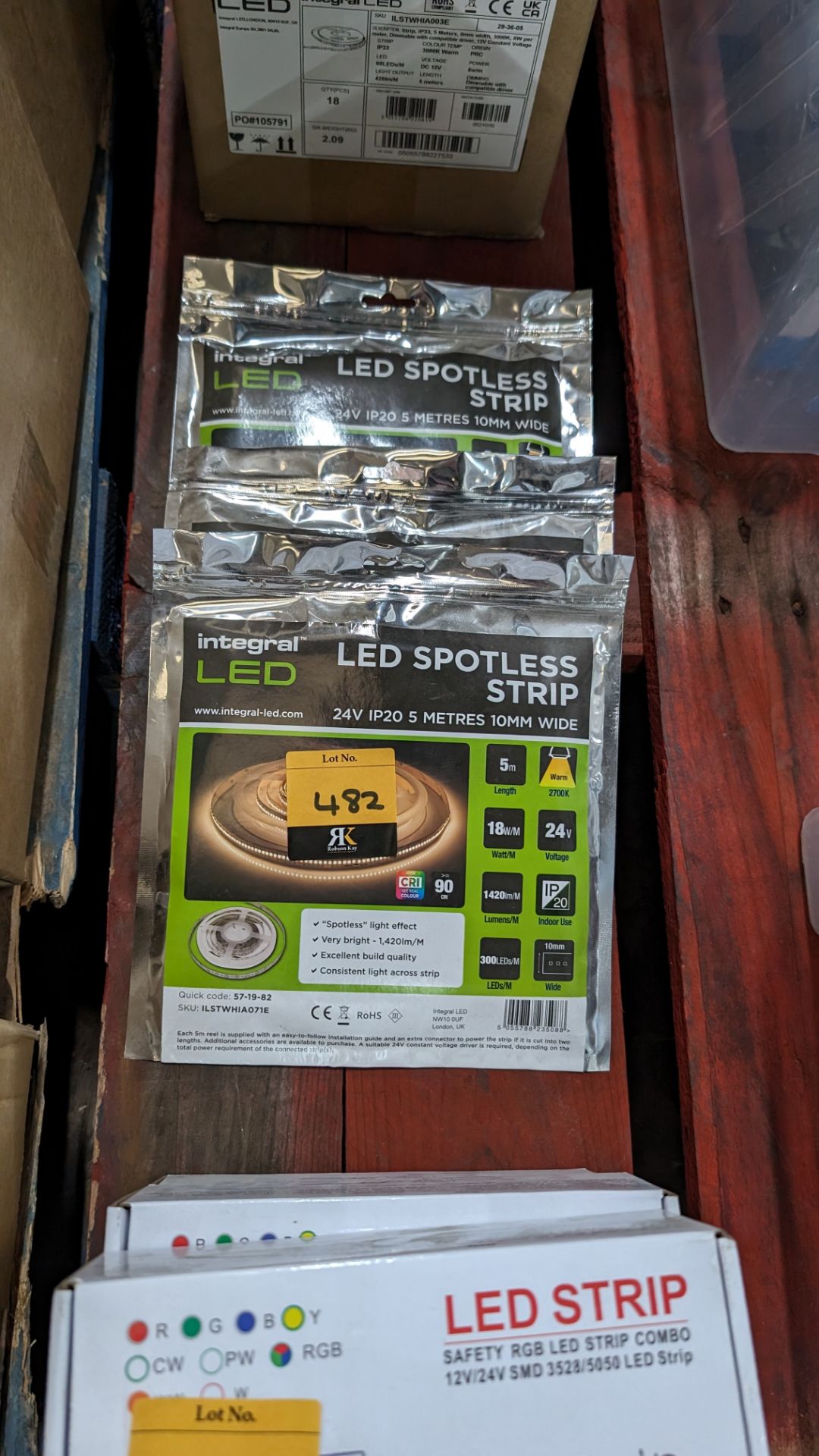 3 off integral LED spotless strip lights (5m long 10mm wide)Lots 11 ...
