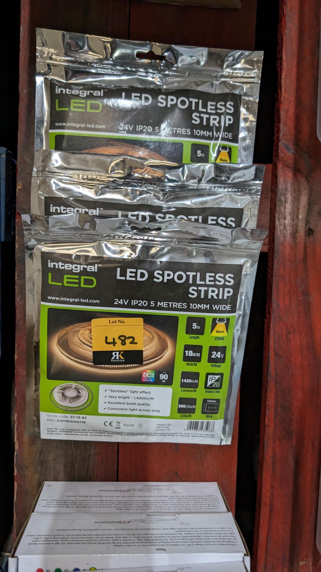 3 off integral LED spotless strip lights (5m long 10mm wide)Lots 11 ...