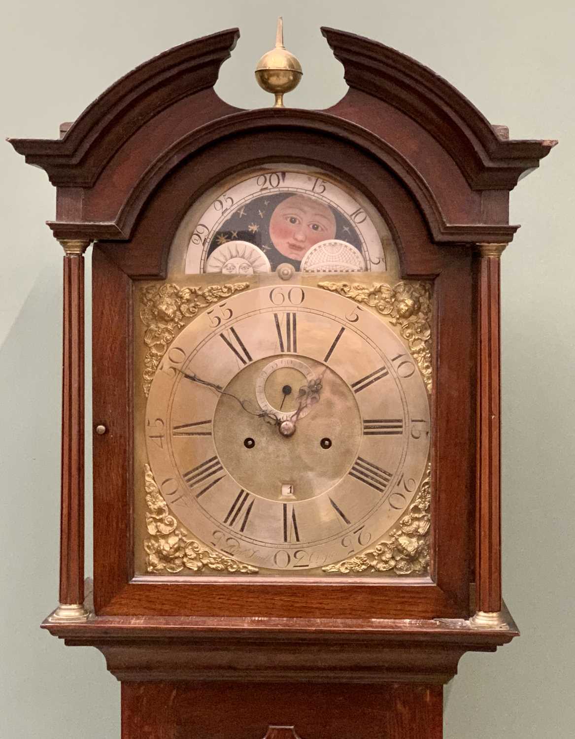 OAK LONGCASE CLOCK CIRCA 1830 by Gabriel Smith Chester, arched top moon ...