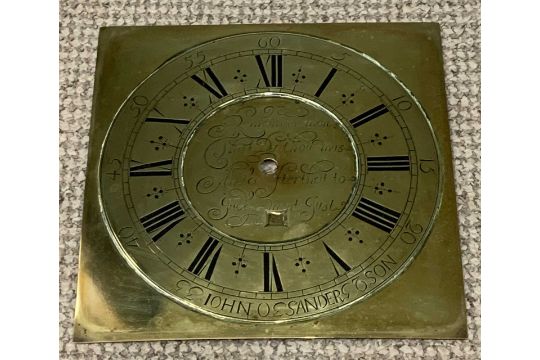 JOHN SANDERSON OAK BRASS DIAL LONGCASE CLOCK, early 18th Century, 10.5 ...
