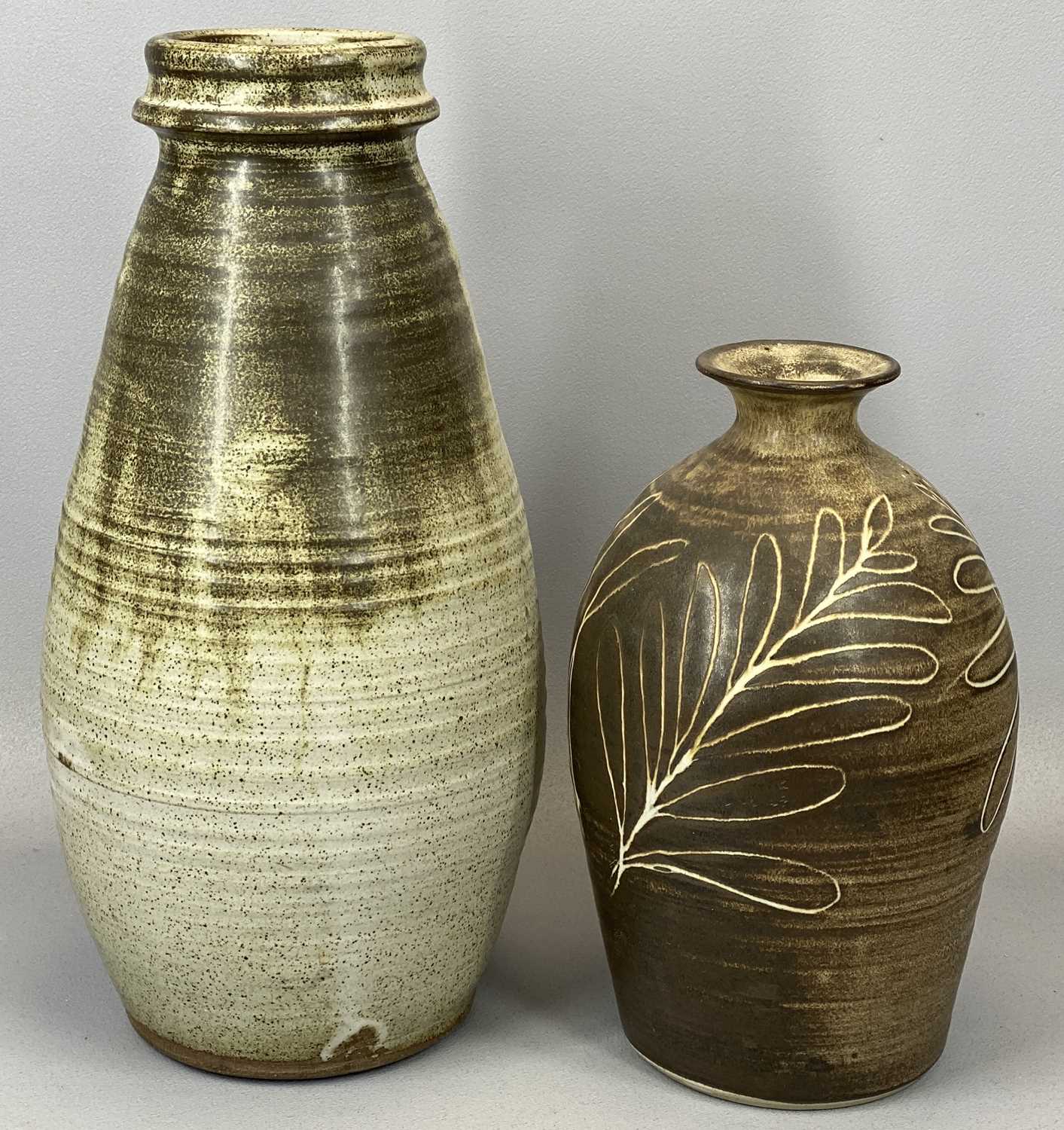 GROUP OF FOURTEEN PIECES OF STUDIO POTTERY, including vase, 37cms (h ...