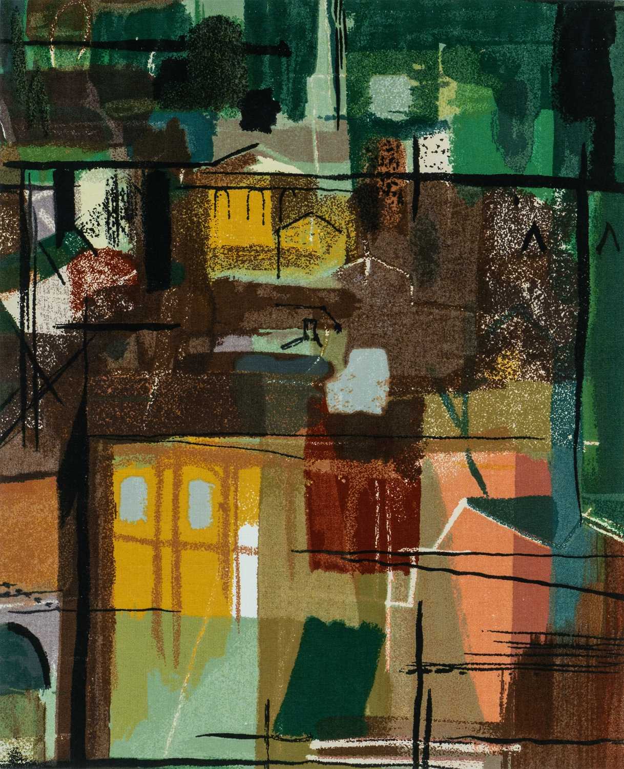 JOHN PIPER (1903-1992) screenprint by Sanderson on Sanderlin cotton ...