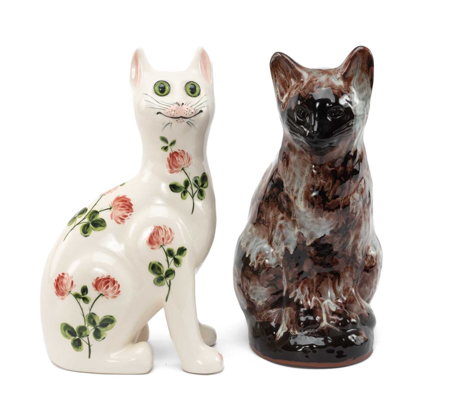 TWO MODERN STUDIO POTTERY CATS, comprising of Ewenny Pottery ...