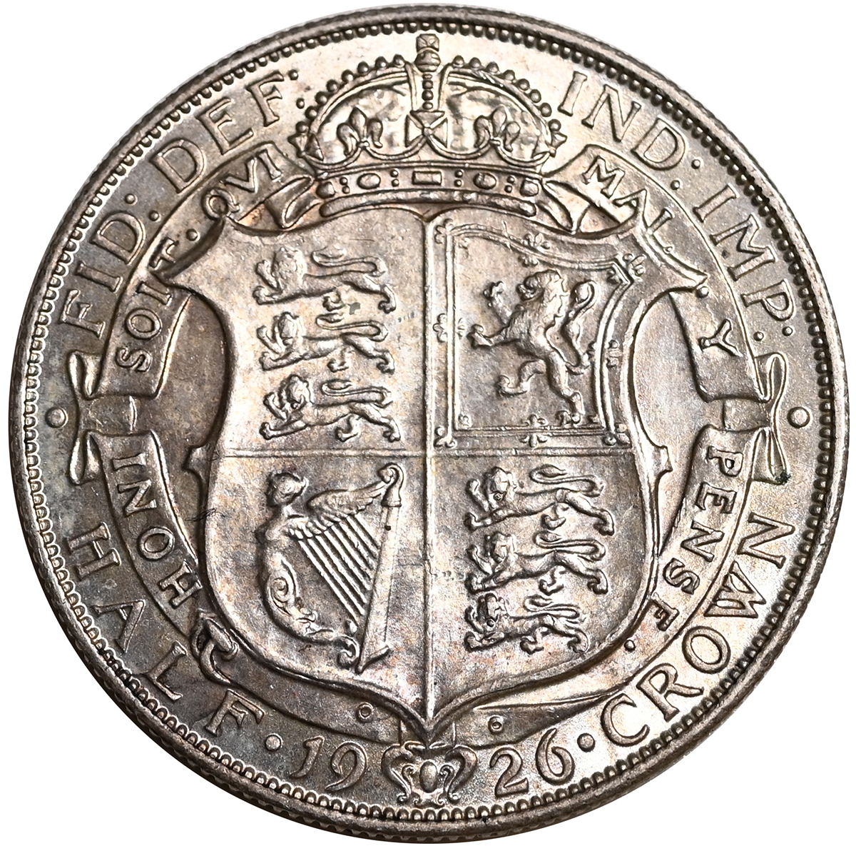 1926 King George V silver Halfcrown coin in 50% silver with a portrait ...
