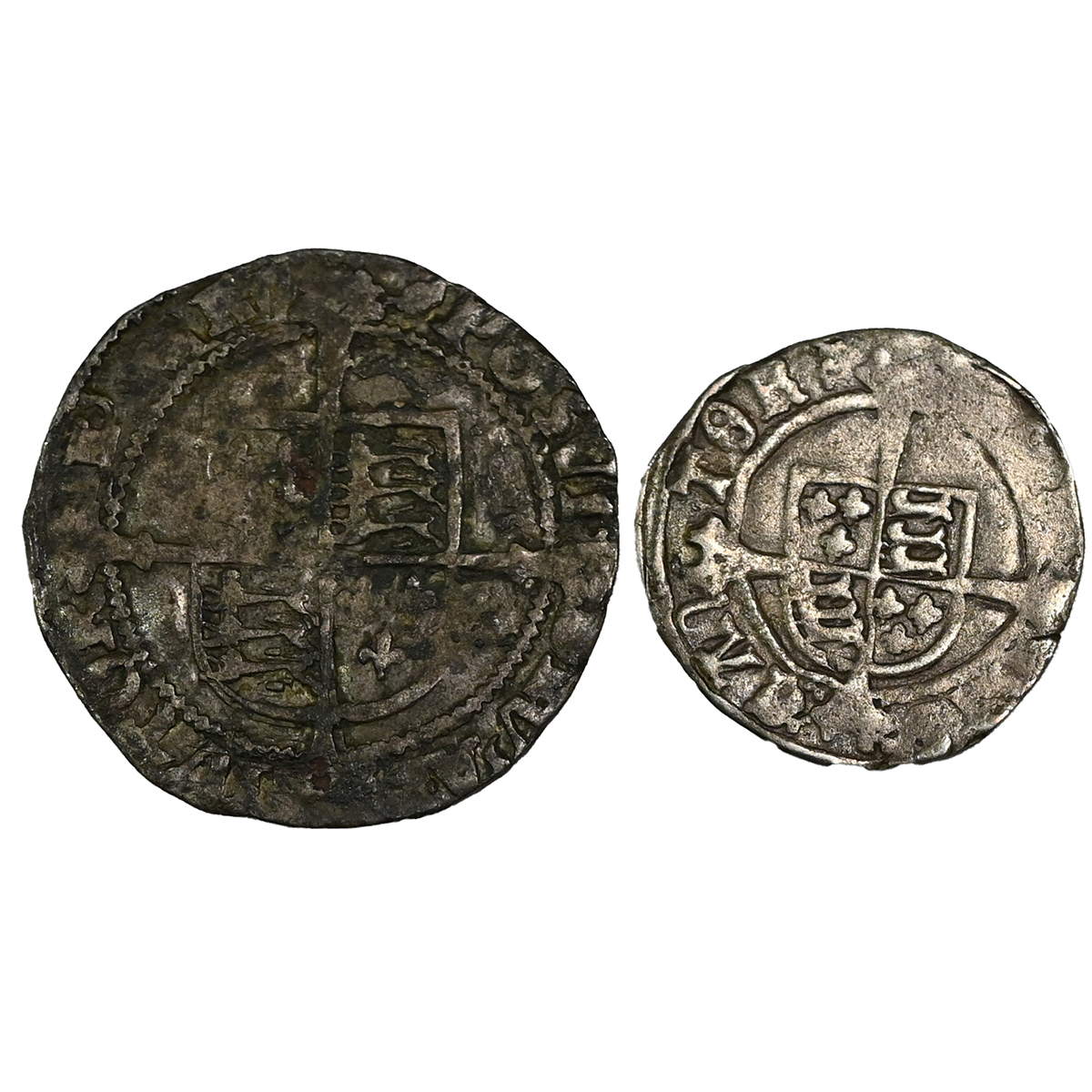 Group of two (2) mid-16th century King Henry VIII Third Coinage and ...
