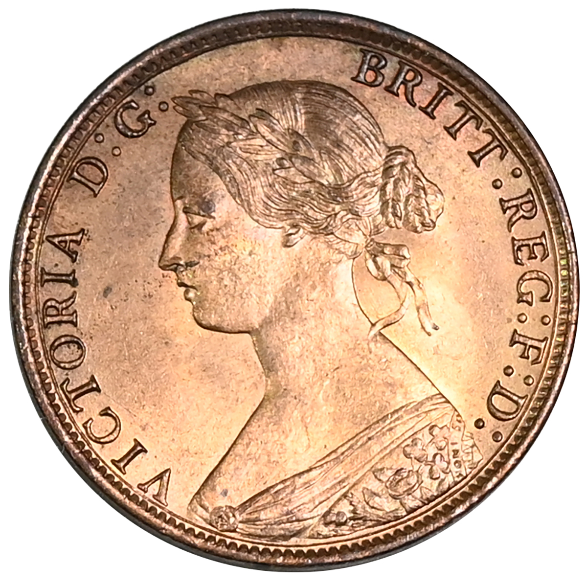 1866 Queen Victoria bronze 'Bun Head' Halfpenny coin with Britannia ...
