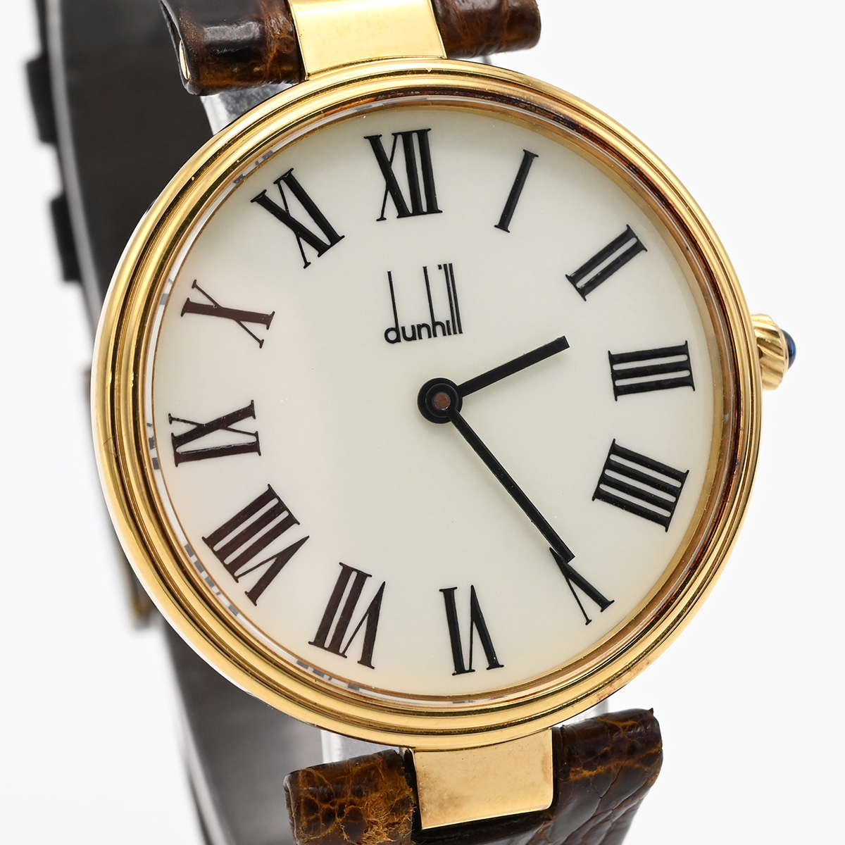 Gents sterling silver and gilt Dunhill wristwatch. 34mm case with 2 x ...