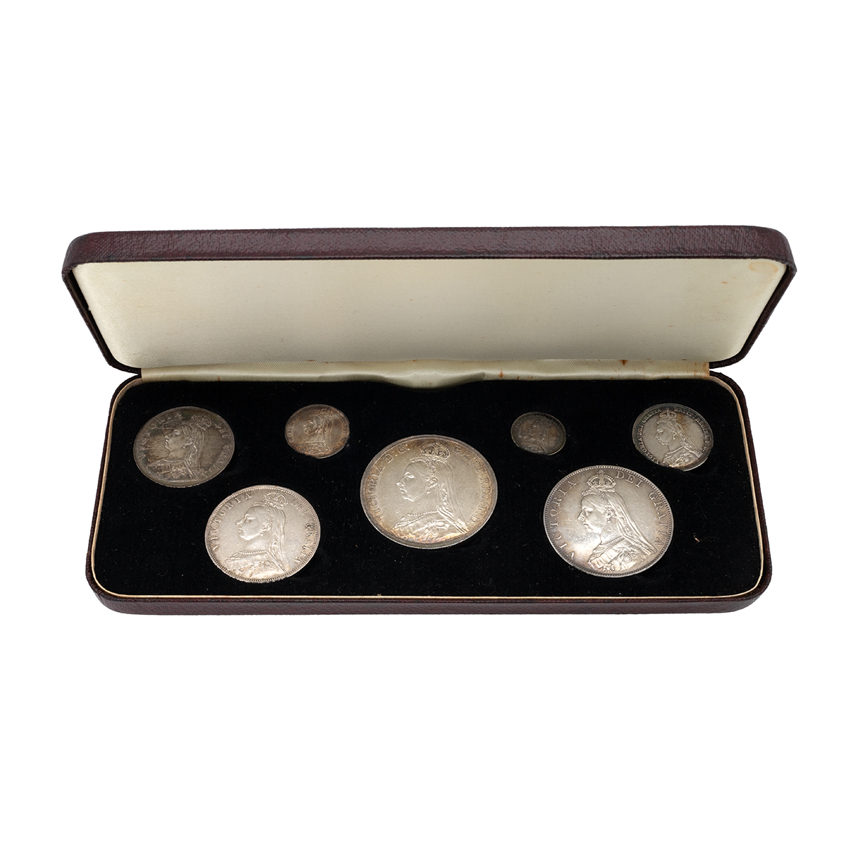 1887 Queen Victoria Golden Jubilee silver seven-coin specimen set in ...