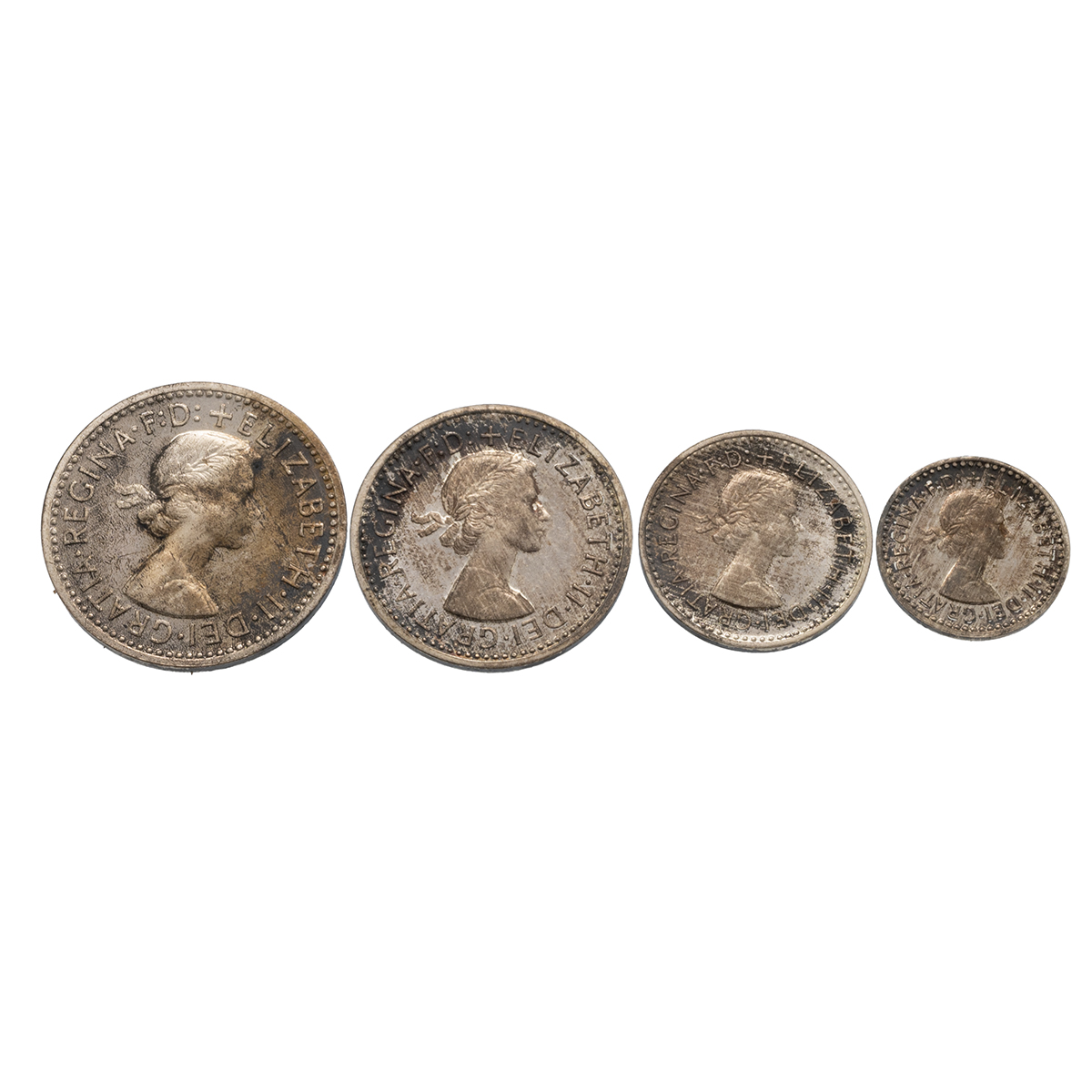 1965 Queen Elizabeth II Maundy Money silver four-coin set in a Royal ...