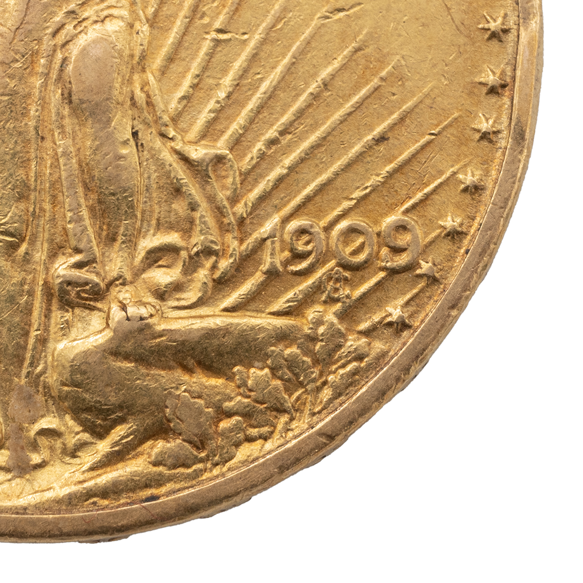 1909/8 overdate gold USA Double Eagle $20 Saint Gaudens Philadelphia ...