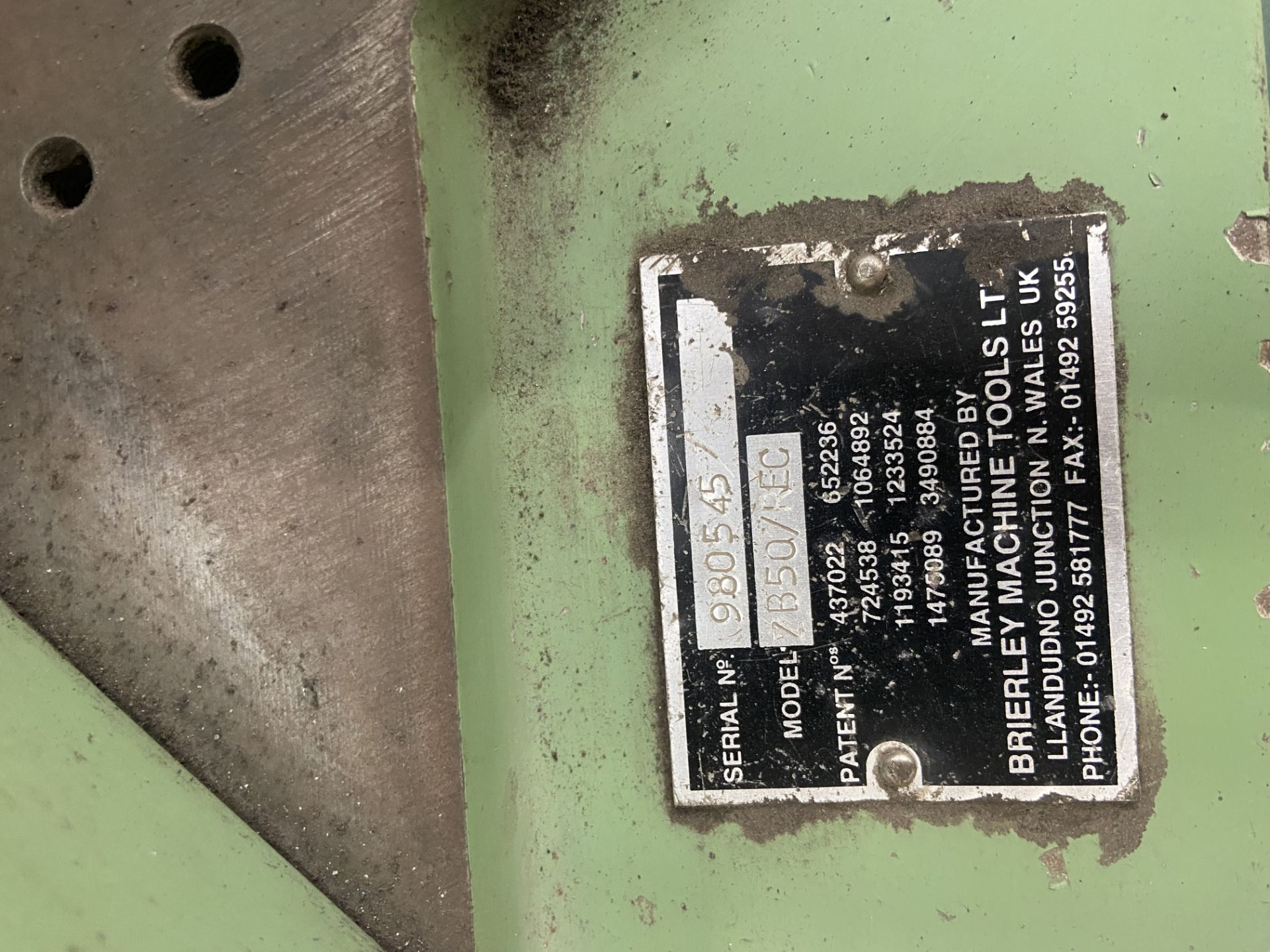 Brierley ZB50/FEC Tool & Cutter Grinder, serial no. 980545 Please read ...