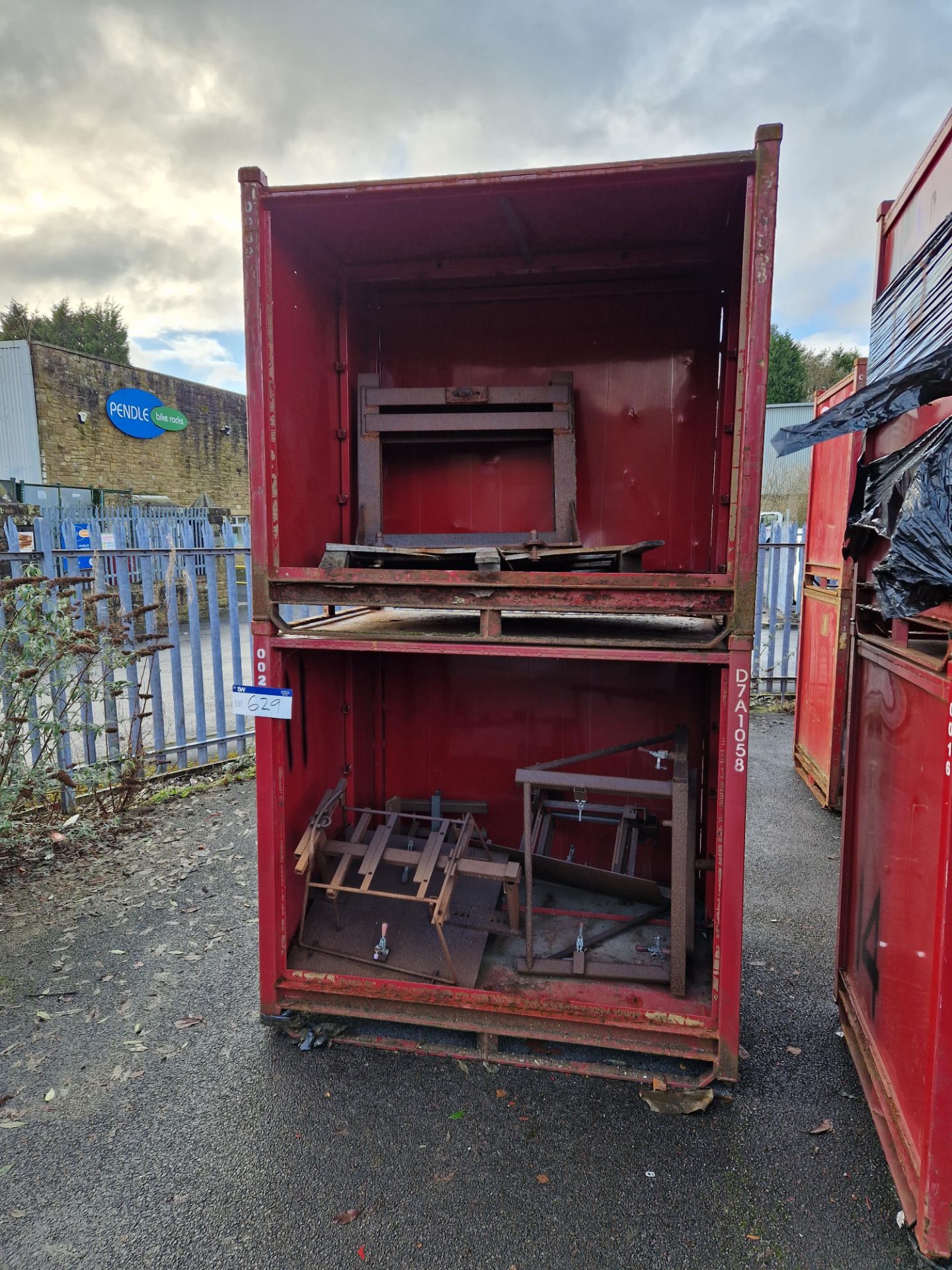 Two Large Metal Stillages and Contents, including Various Assembly Jigs ...