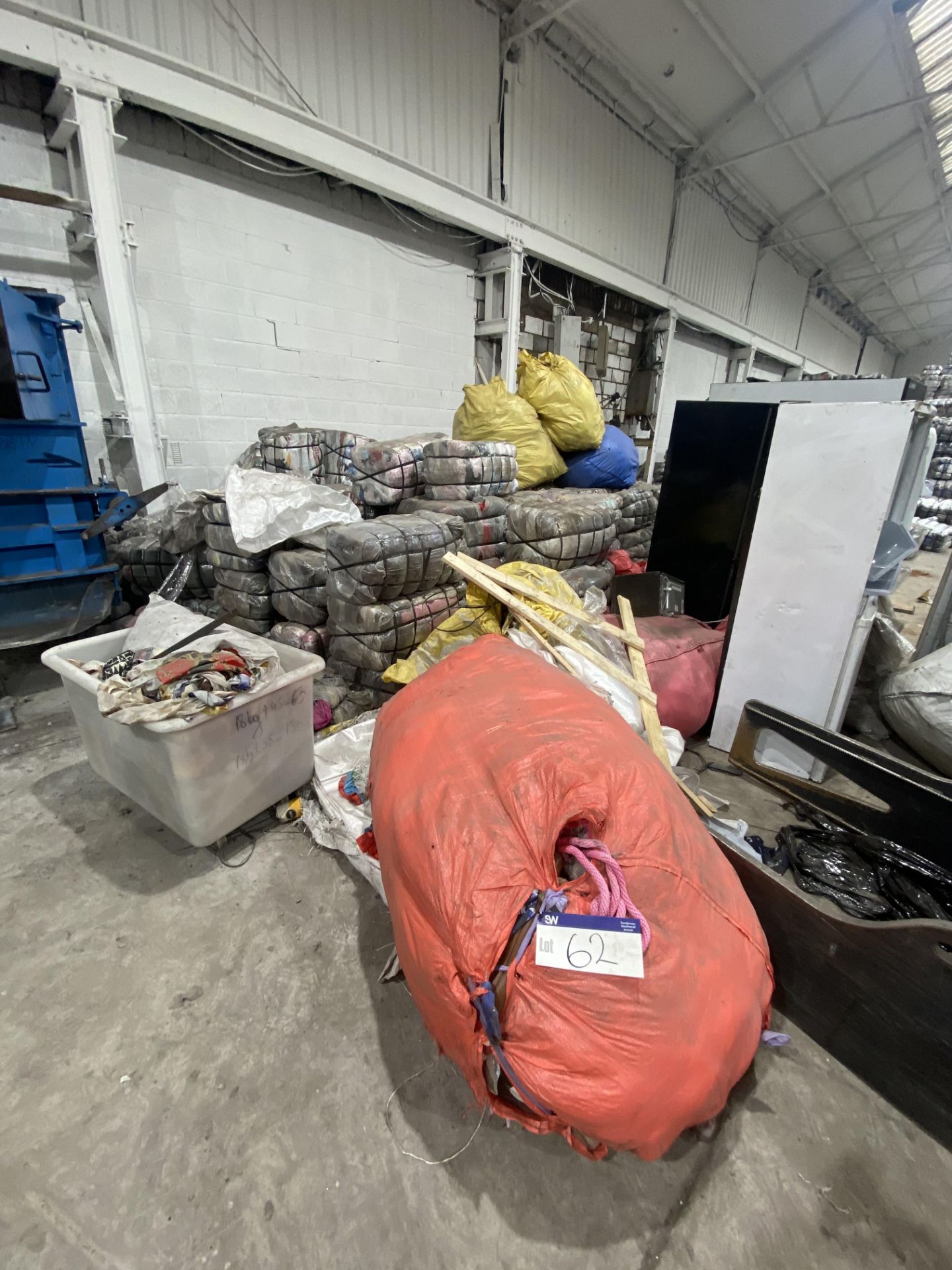 Mainly Baled Waste Textiles (in middle of room) Please read the ...