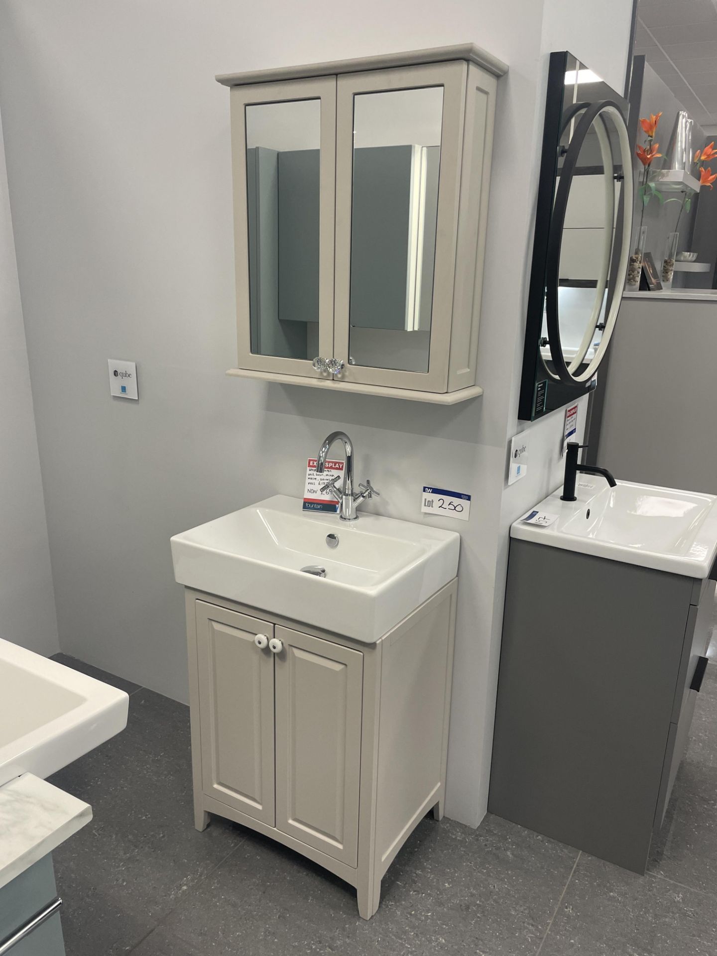 Utopia Downton Basin Unit, with tap and double door mirrored cabinet ...